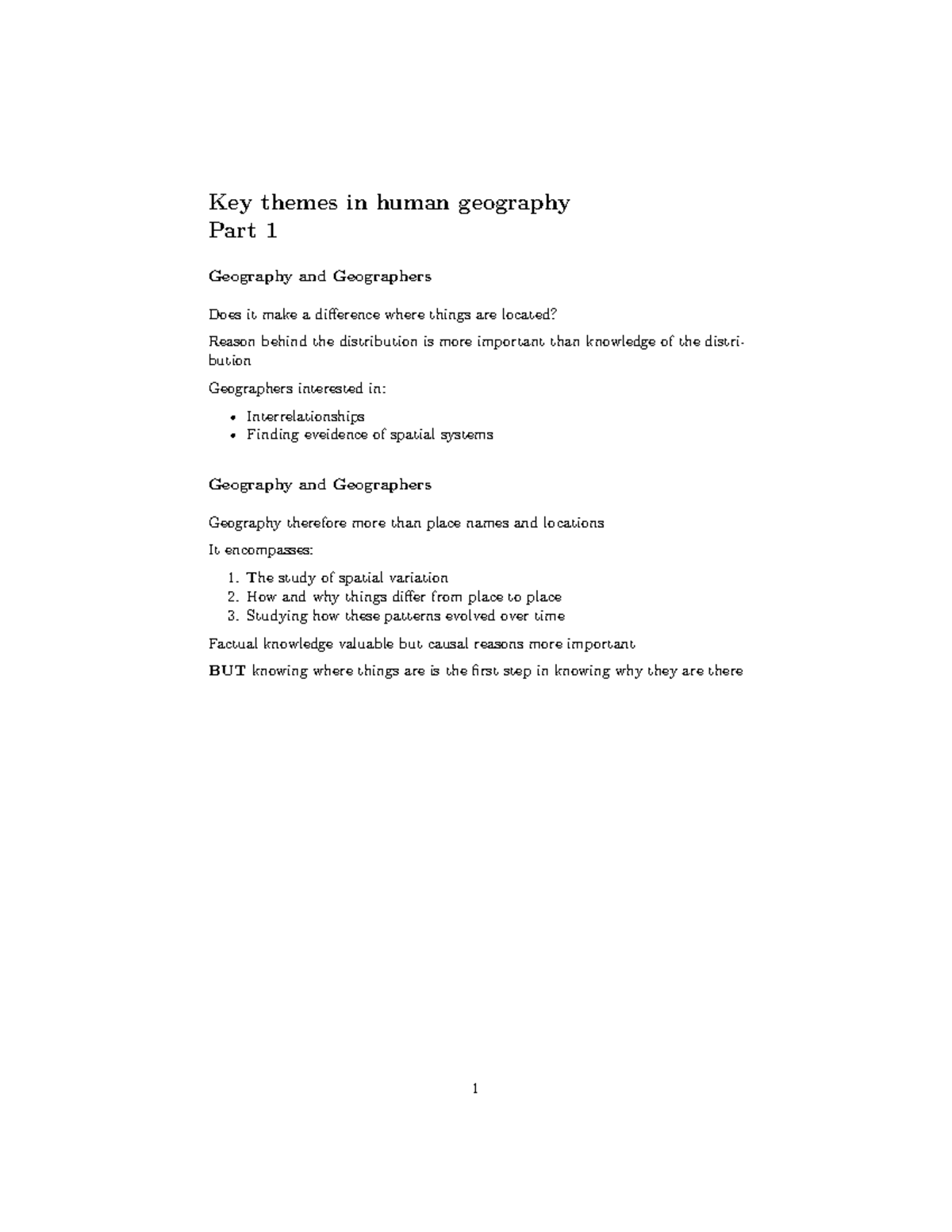 L02 Lecture Notes 3 7 Key Themes In Human Geography Part 1
