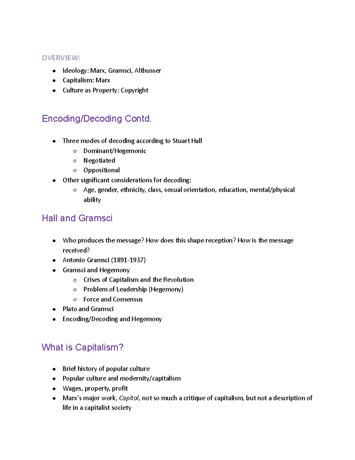 Lecture 7 - KS100 - WLU Prof Gregory Cameron - OVERVIEW: Ideology: Marx ...