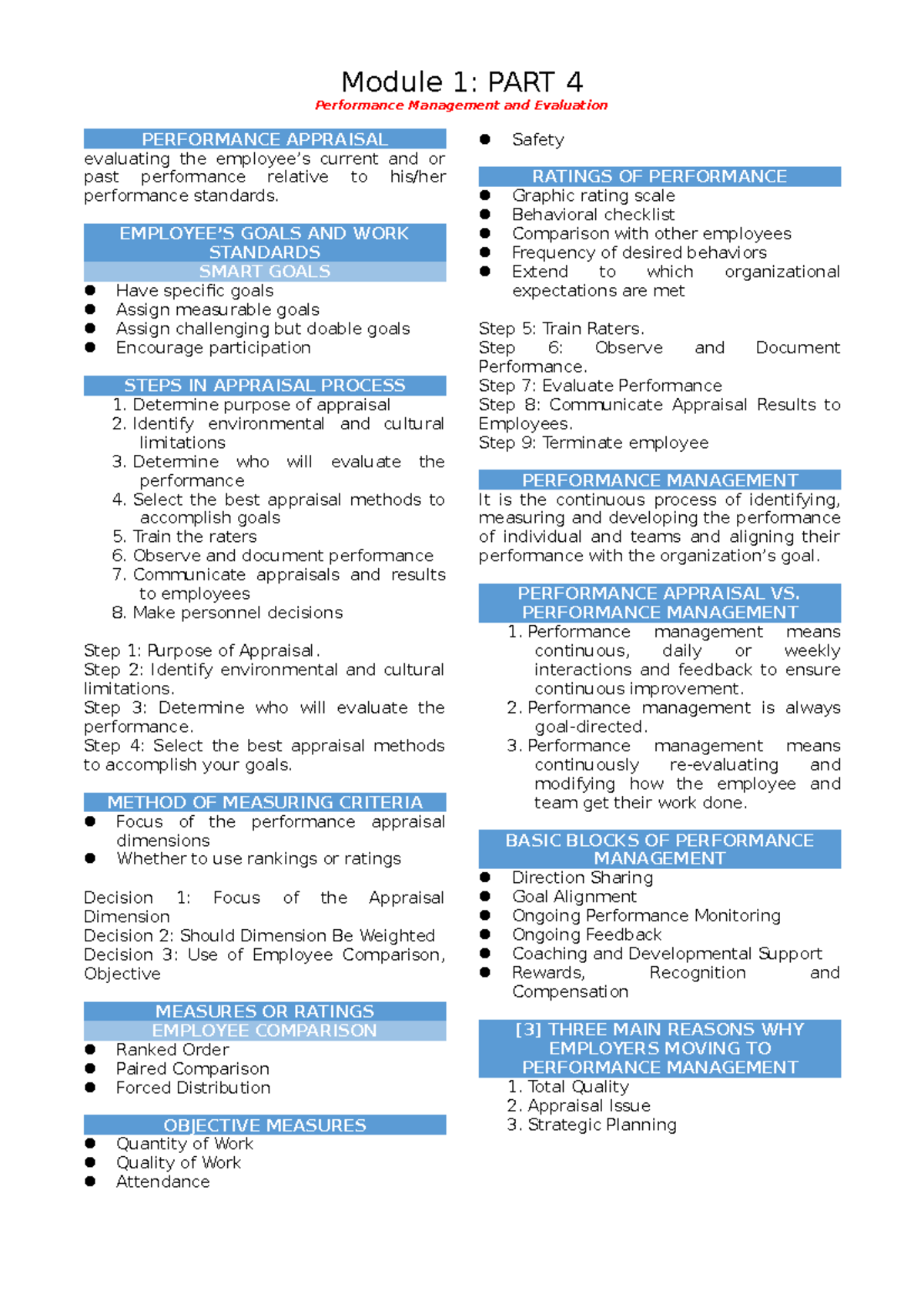 Industrial Psychology Performance Management And Evaluation Module