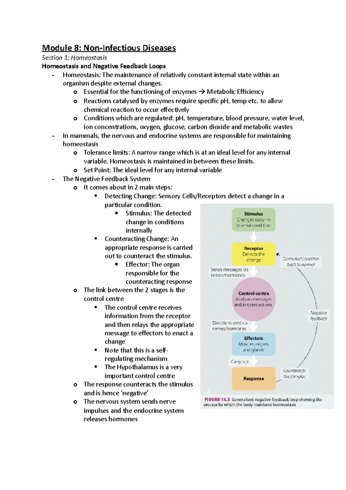 Module 8 notes - Module 8: Non-Infectious Diseases Section 1 ...
