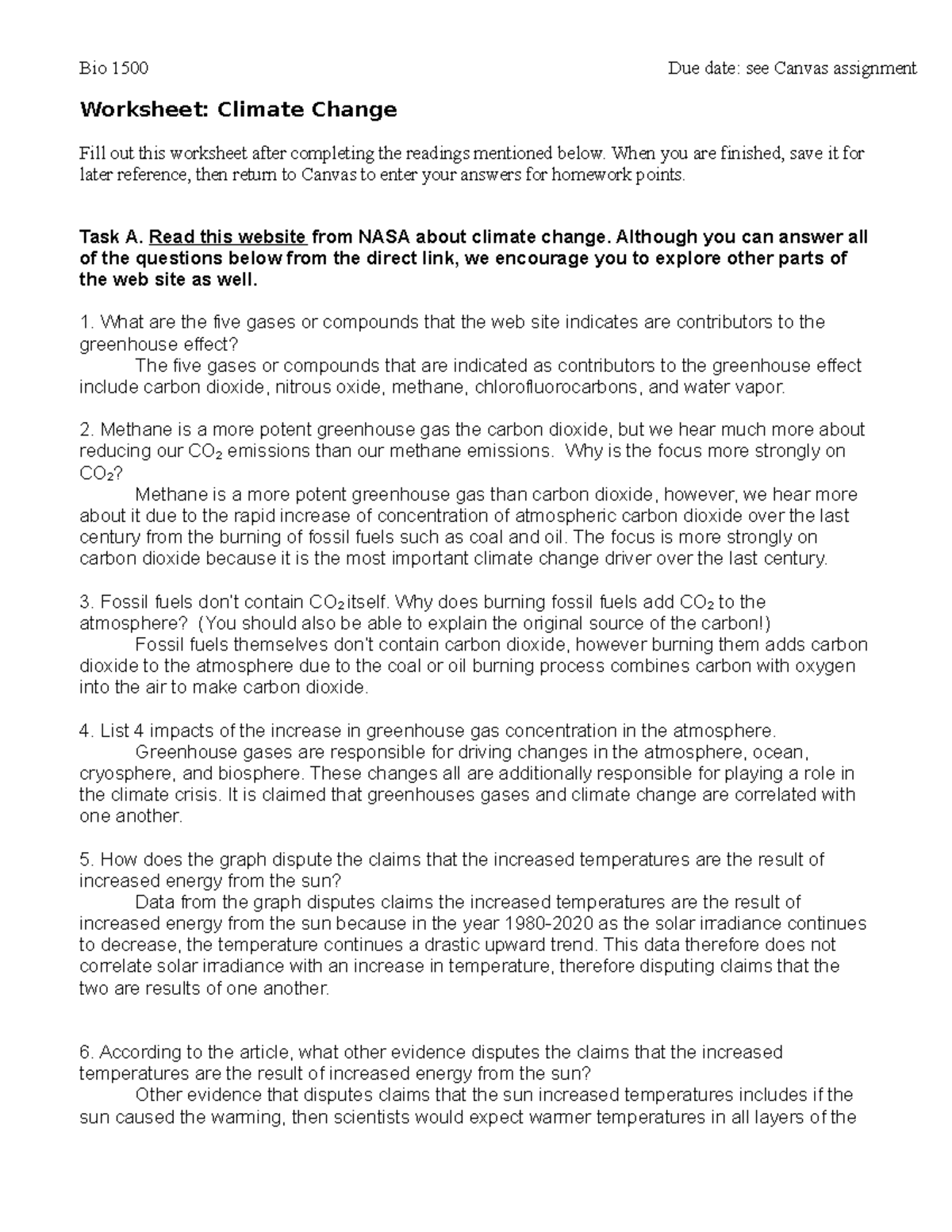 #21 climate change-1 - Homework 21 Dr. Liscum - Bio 1500 Due date: see ...