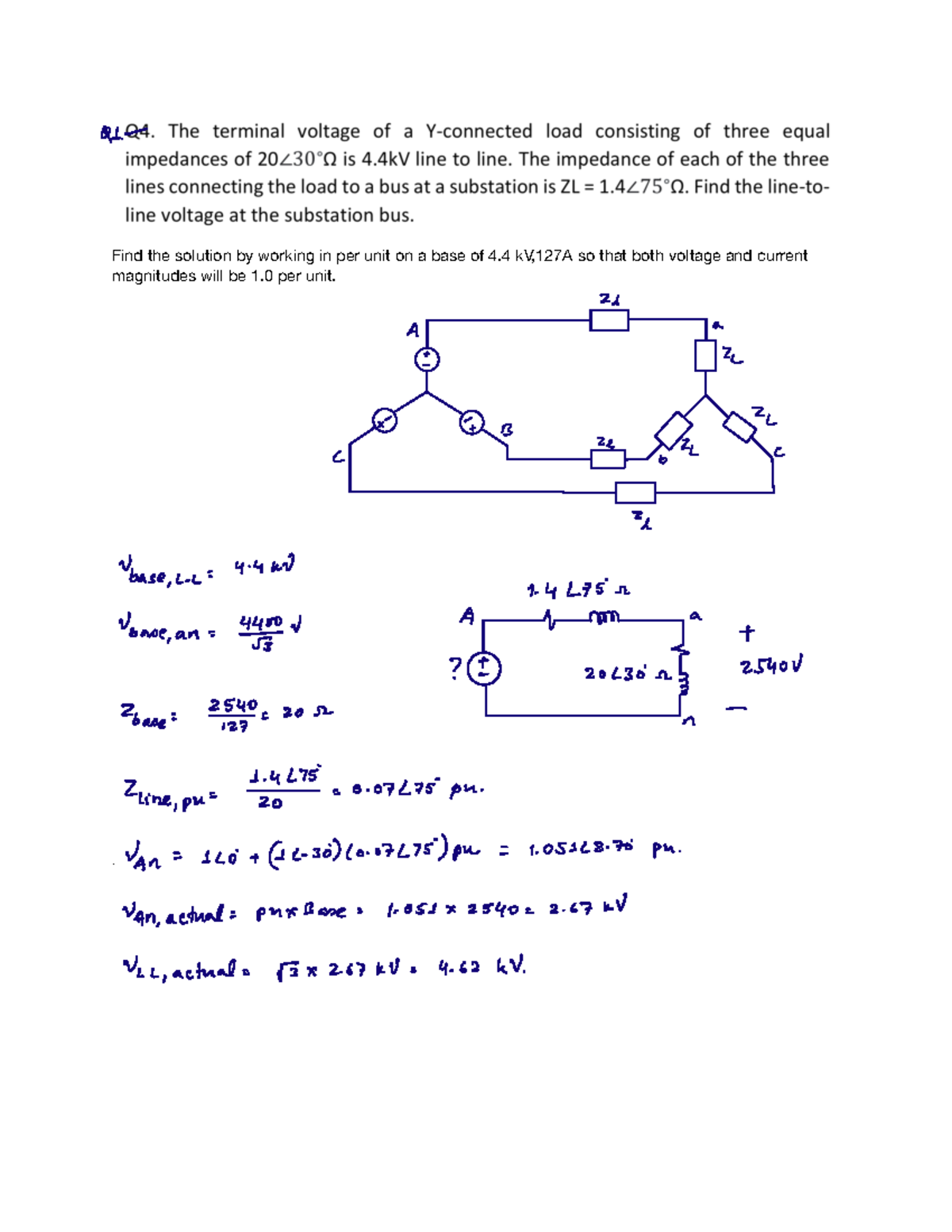 Tutorial 2 pu system - Find the solution by working in per unit on a ...