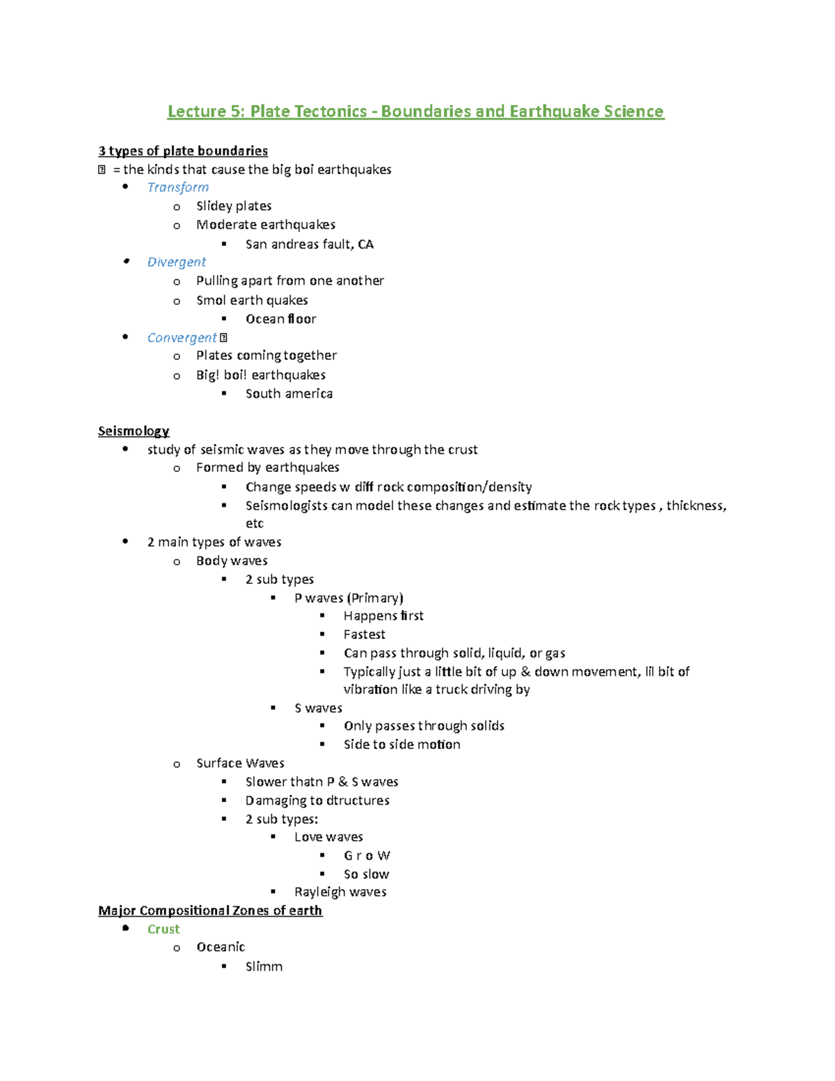 Lecture 5 Plate Tectonics - Boundaries and Earthquake Science - Studocu