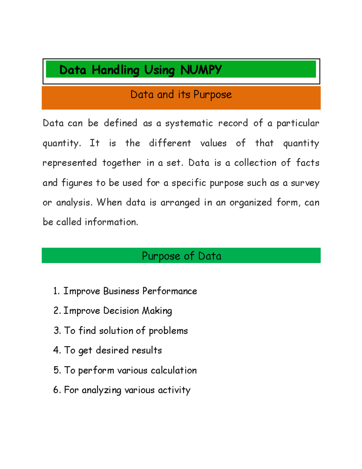 Python Data Analytics(Num Py) - Data can be defined as a systematic ...