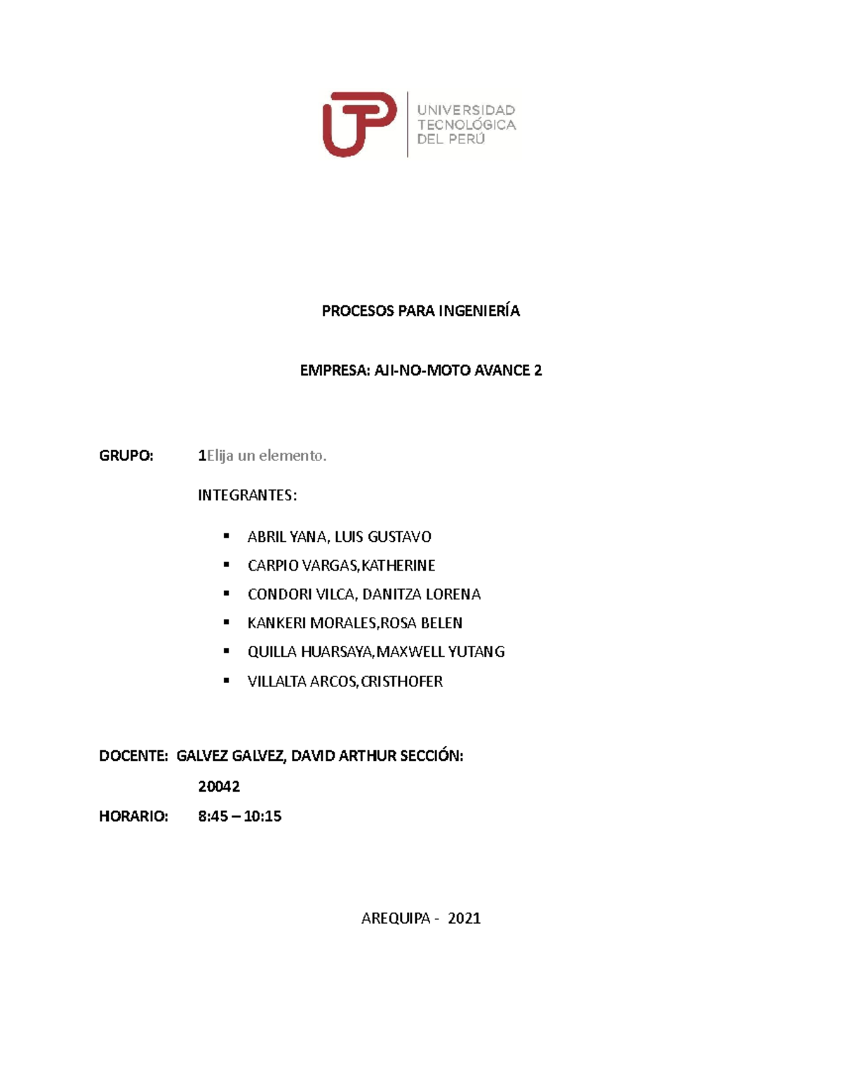 Avance 3 Correccion - fdfdg - Quimica General 17871 - UTP - Studocu