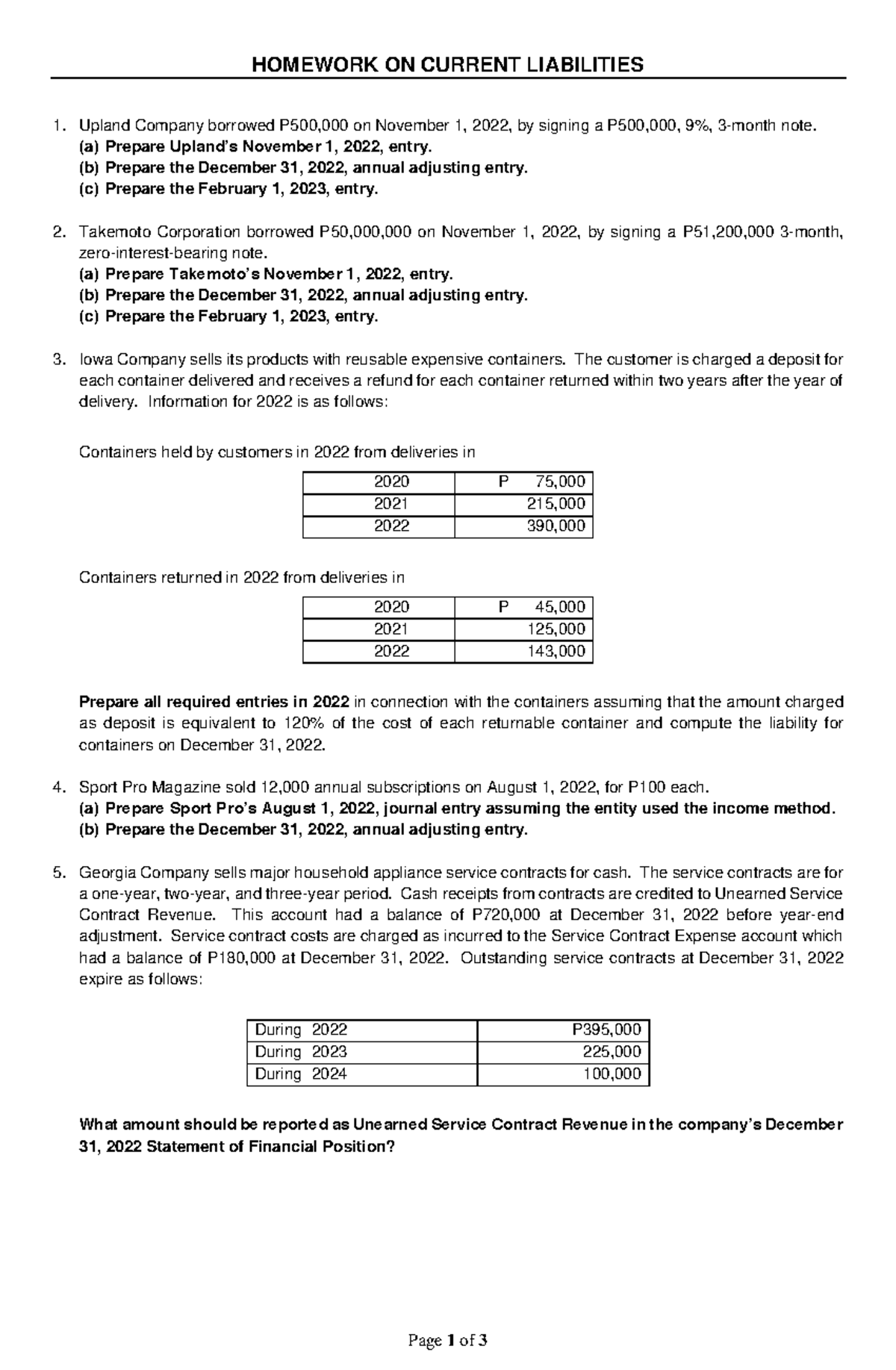 Homework 5 Current Liabilities Revised 1 Page 1 Of 3 Homework On
