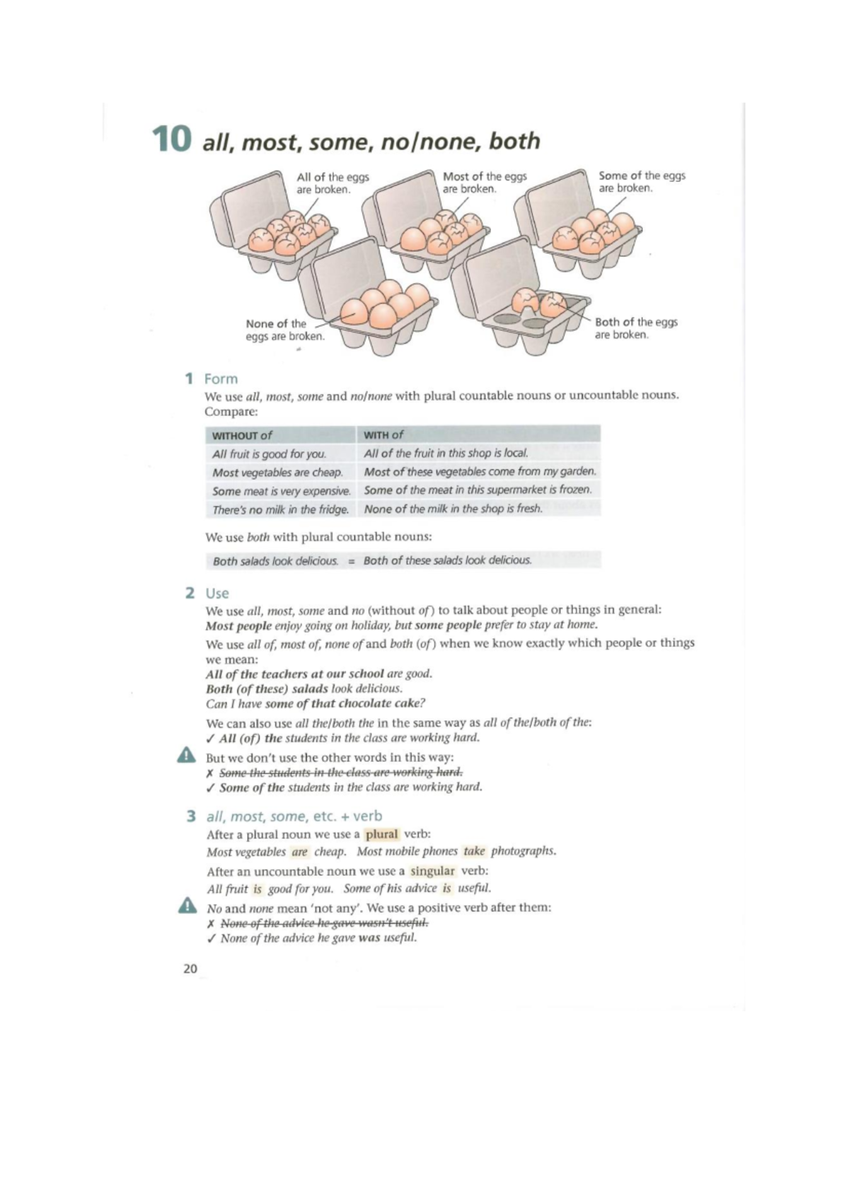 Unit 10 - Grammar practice - 10 all, most, some, both All of the eggs ...