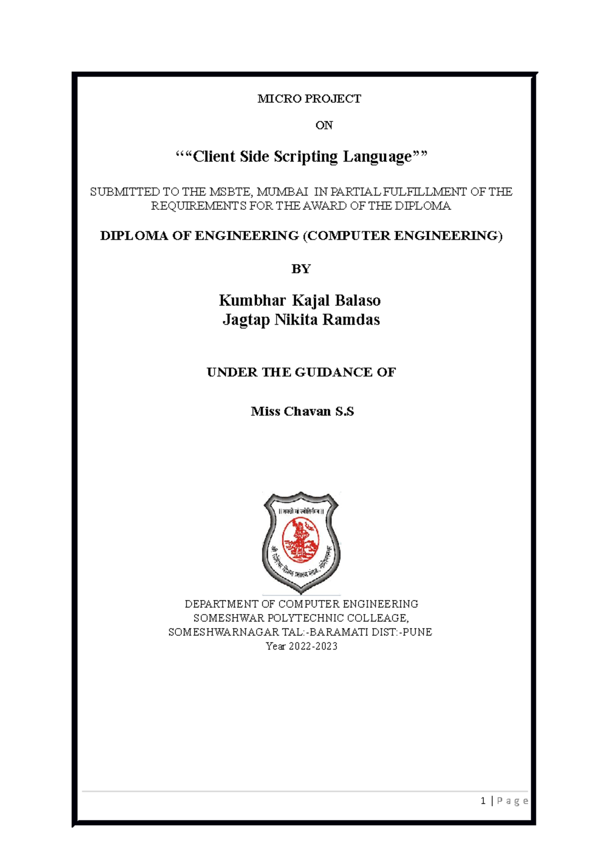 Css20nikita Client Side Cripting Language Micro Project On ‘‘ Client Side Scripting