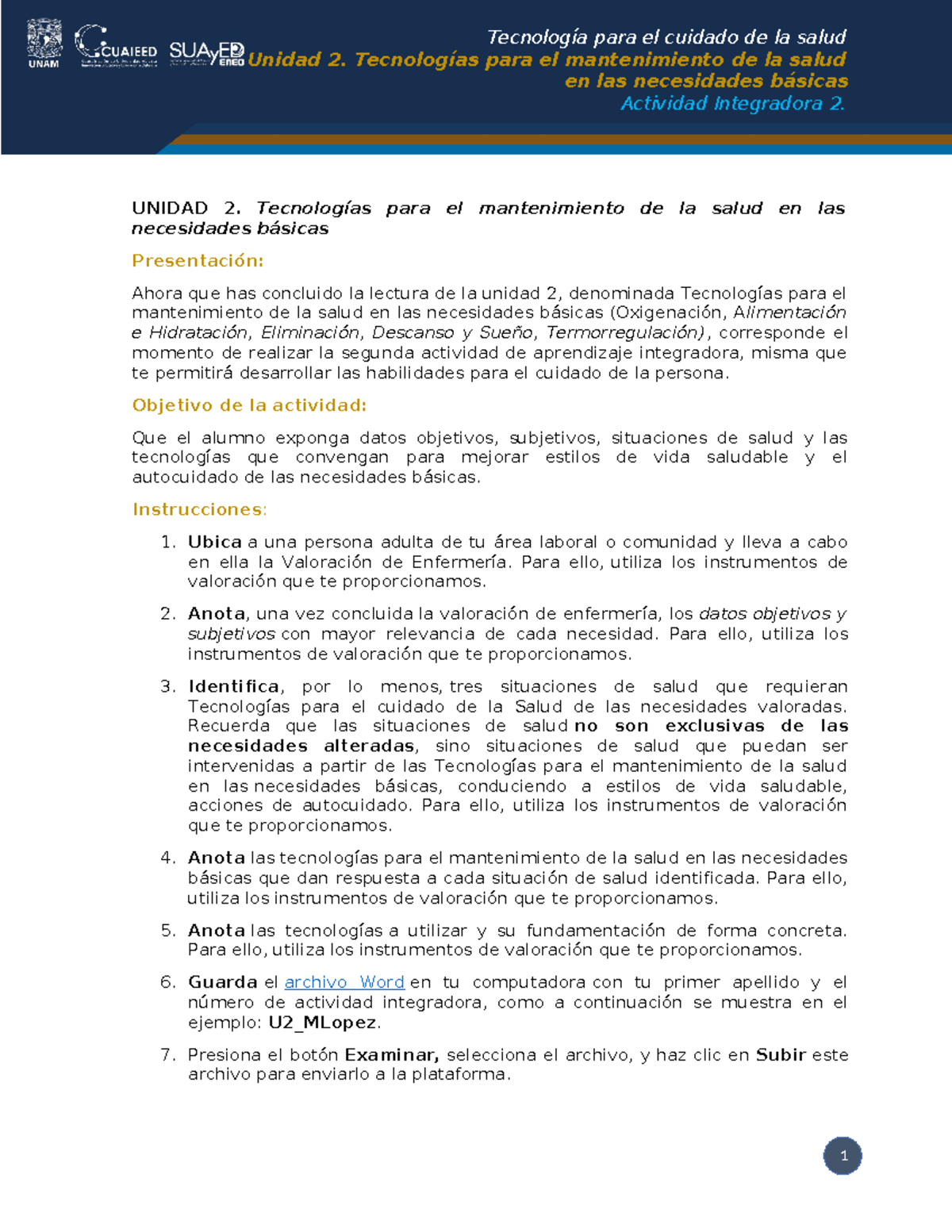 U 2 Bgallegos - TECNOLOGÍA PARA EL CUIDADO DE LA SALUS UNIDAD 2 ...