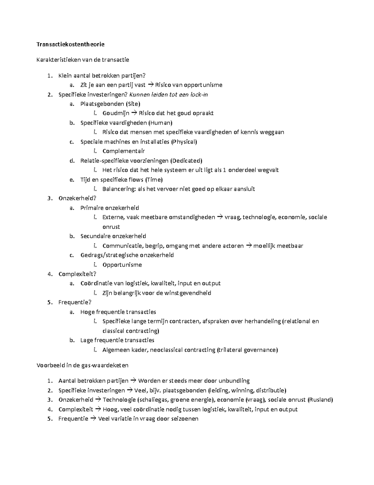 Transactiekostentheorie overzicht - Transactiekostentheorie ...