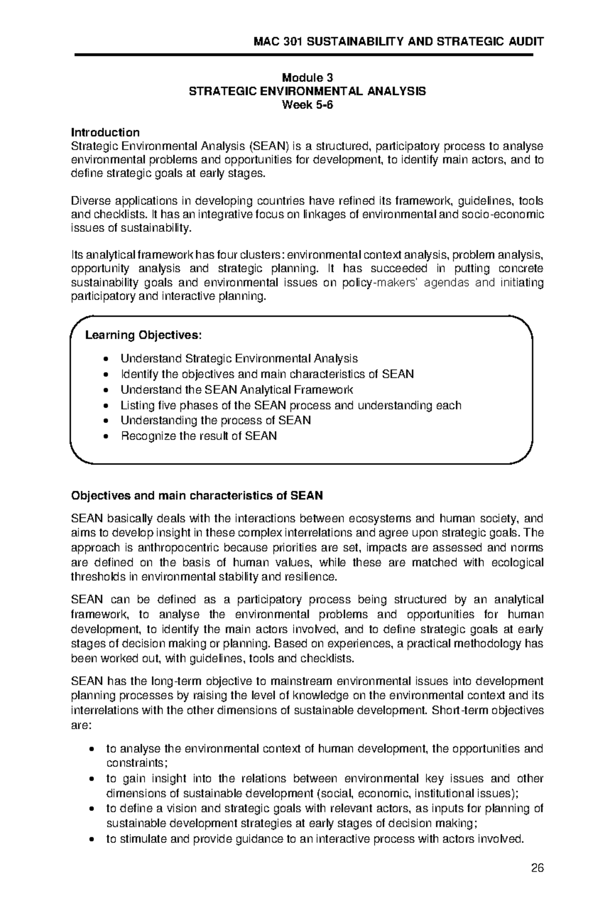 MAC 301 Module 3 - Module 3 STRATEGIC ENVIRONMENTAL ANALYSIS Week 5 - 6 ...