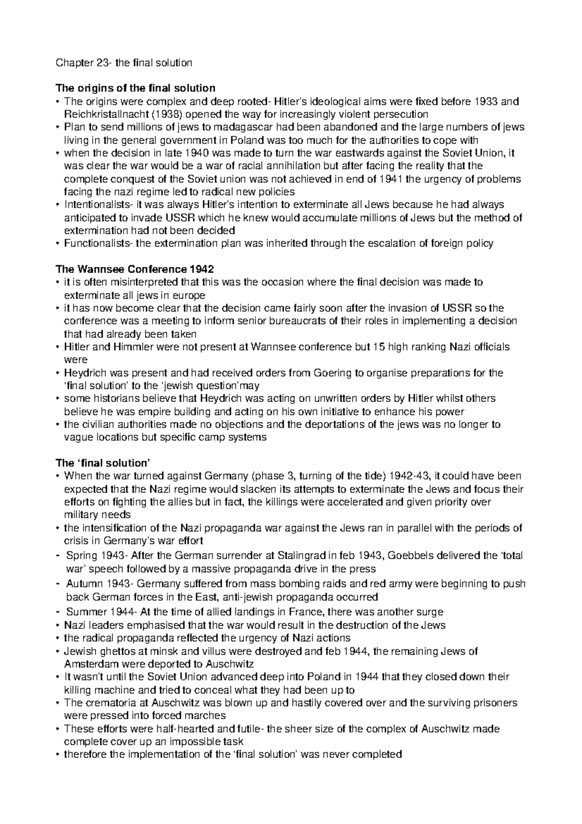 The origins of the final solution - Chapter 23- the final solution The ...