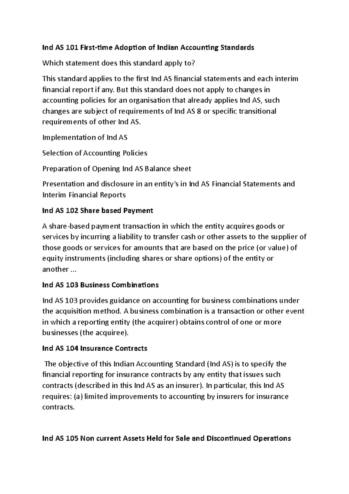 IND AS 101-110 - Accounting Standard - Ind AS 101 First-time Adoption ...