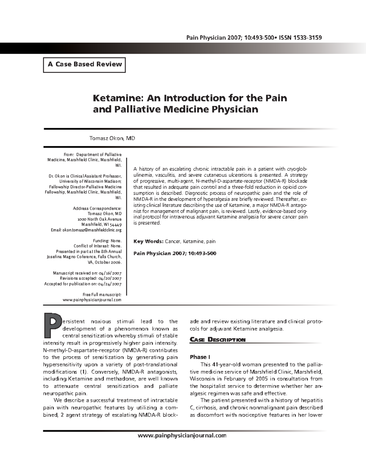 Ketamine Information and Data 143235434 - A history of an escalating ...