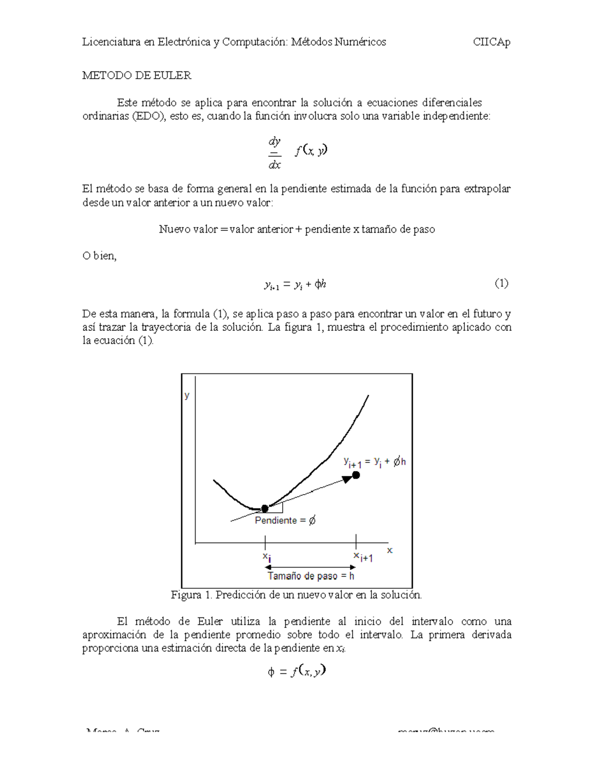 Euler - METODO DE EULER Este método se aplica para encontrar la ...
