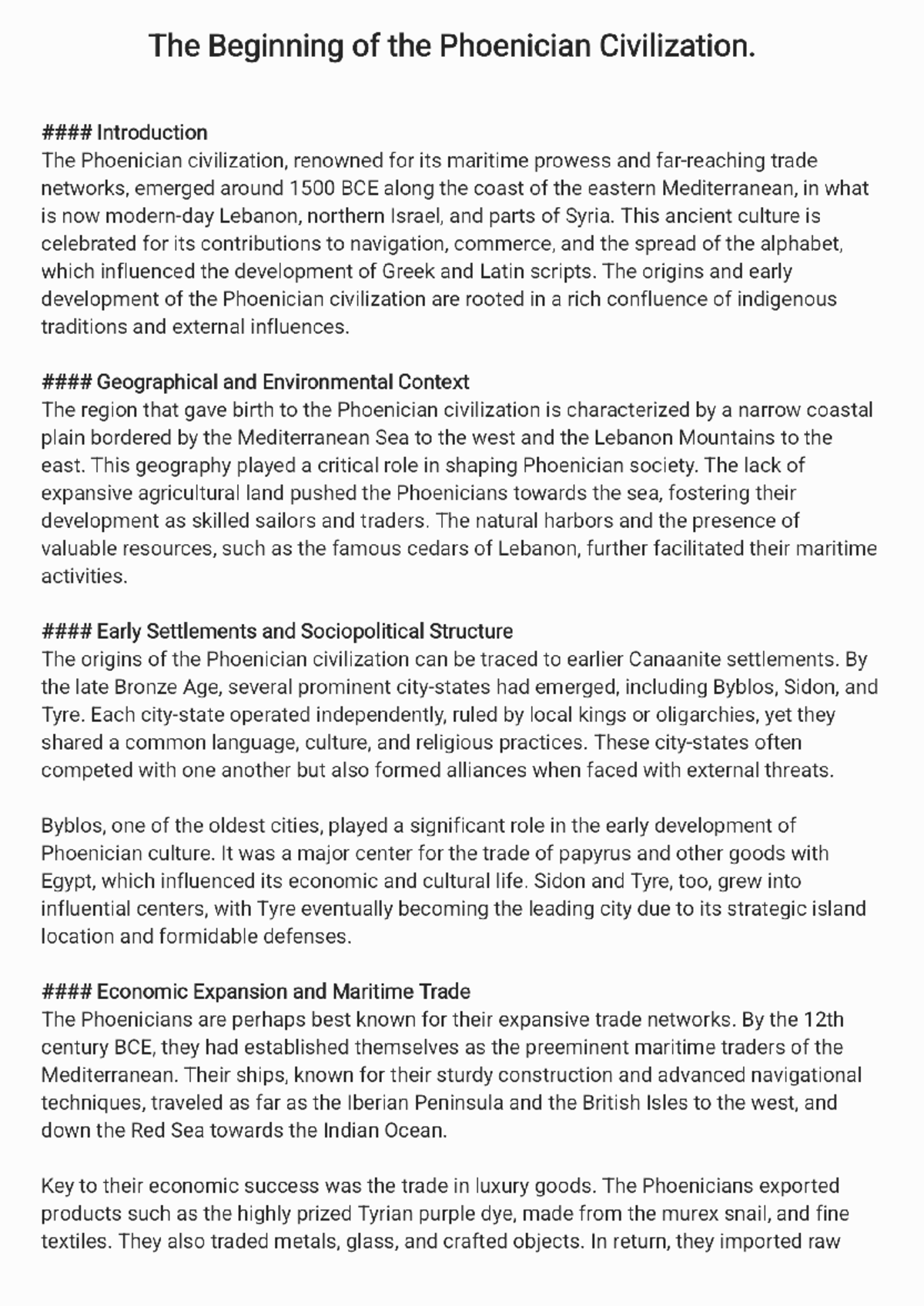 The begining of the phoenician civilization - Introduction The ...