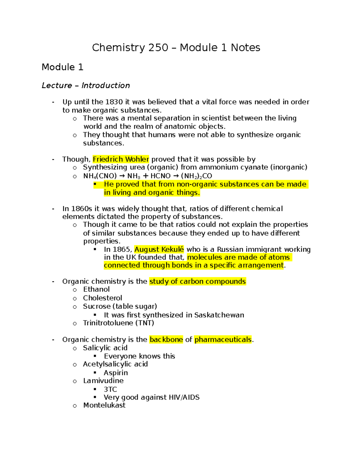 Module 1 - Notes - Chemistry 250 – Module 1 Notes Module 1 Lecture ...