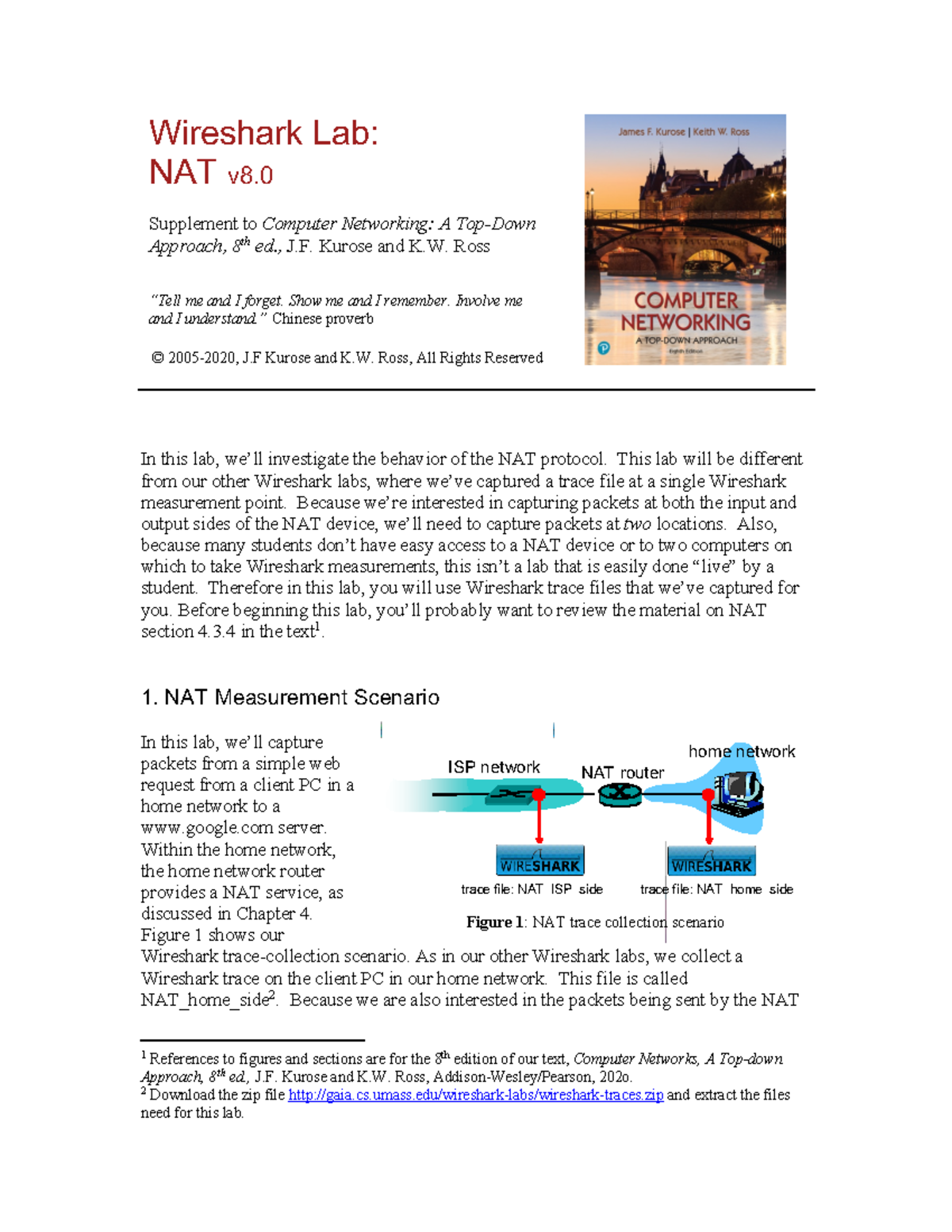 Week8 Lab Wireshark Nat V8 Wireshark Lab Nat V 8 Supplement To Computer Networking A Top