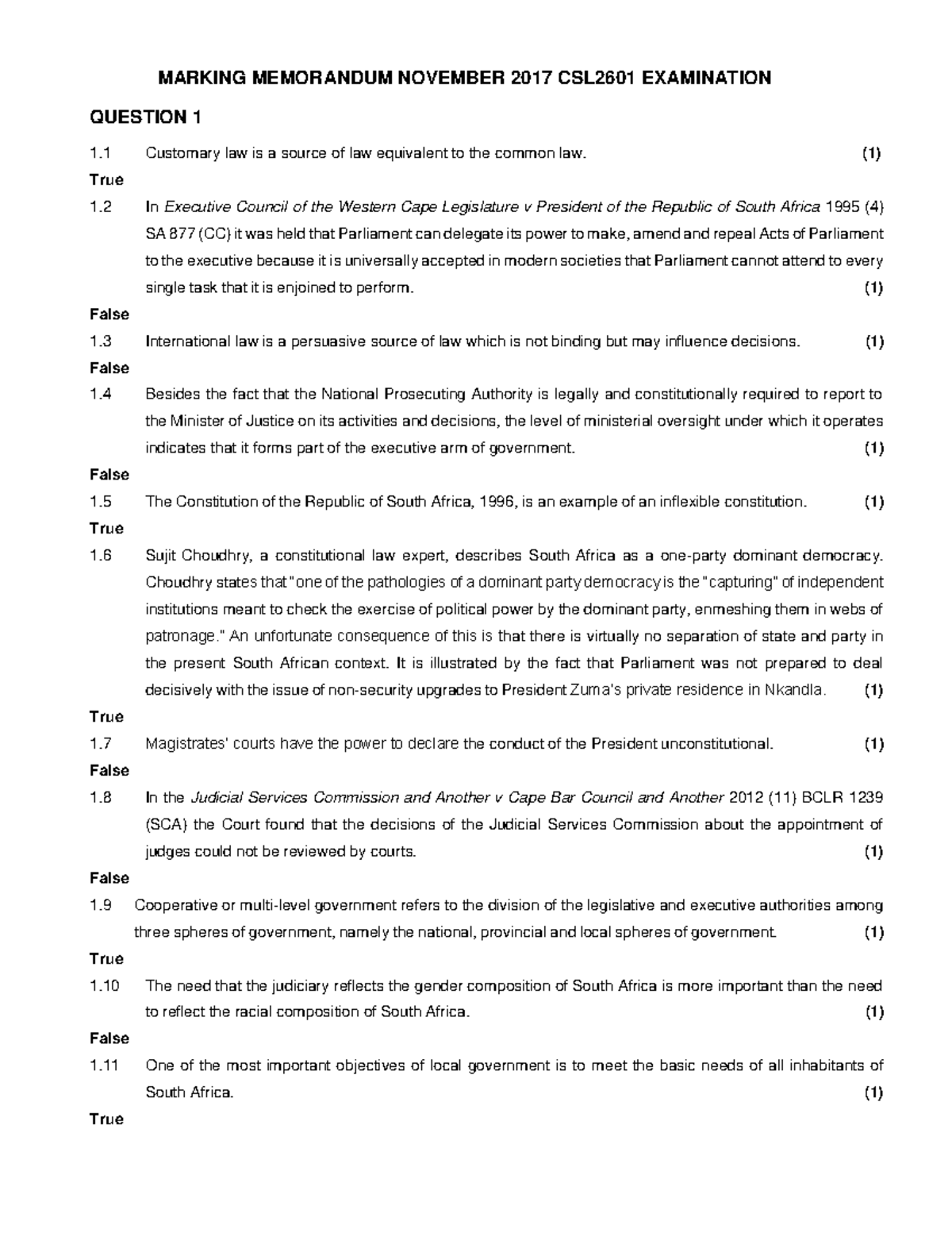 Exam 2019, questions and answers - Warning: TT: undefined function: 32 MARKING MEMORANDUM ...