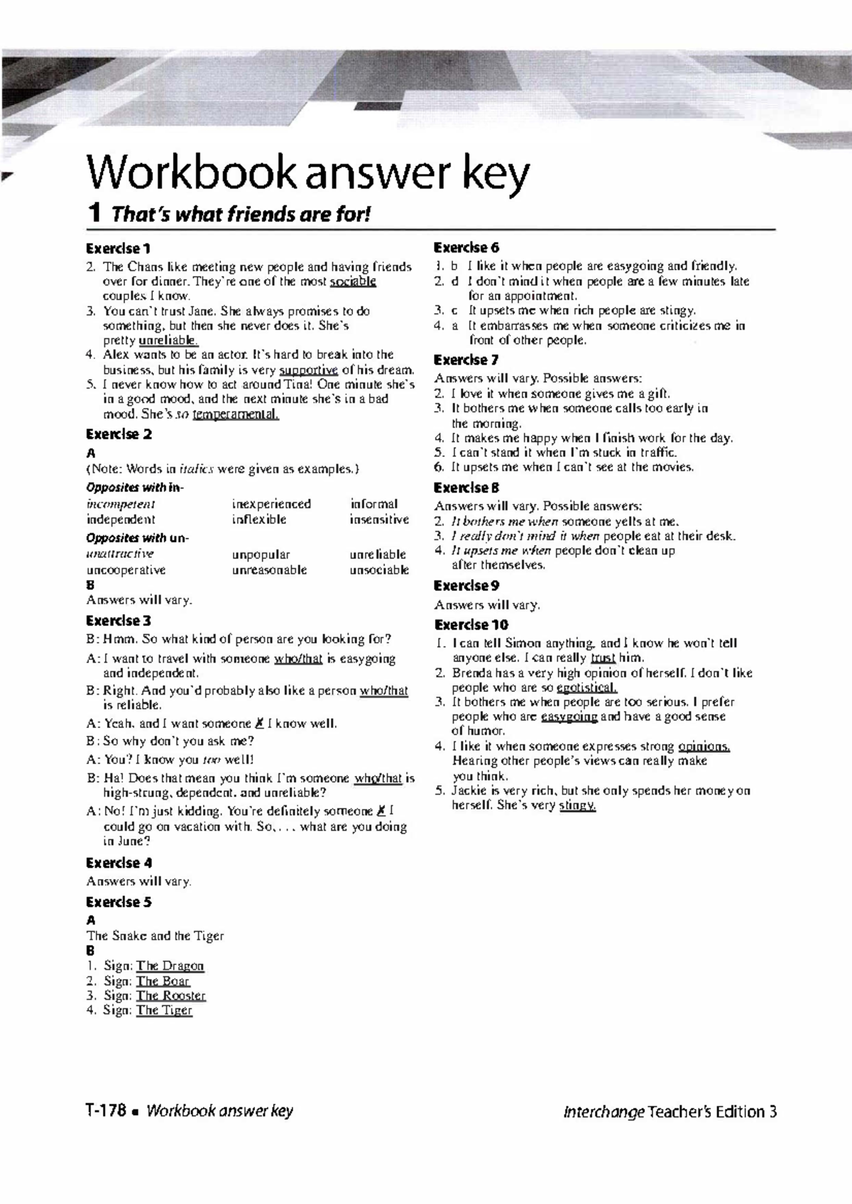 Advanced answerkey - Controles - Workbook answer key 1 That's what ...