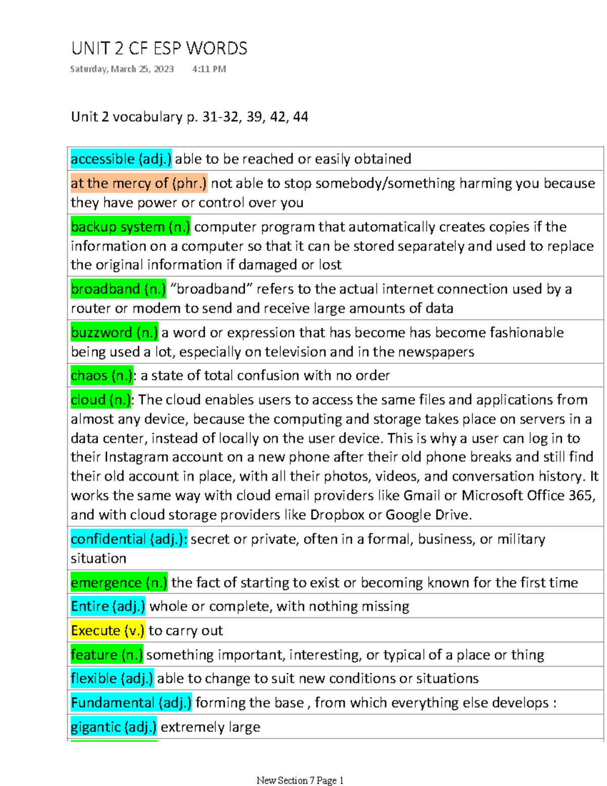 Vocabulary Words for Unit 2 CS - Unit 2 vocabulary p. 31-32, 39, 42, 44 ...
