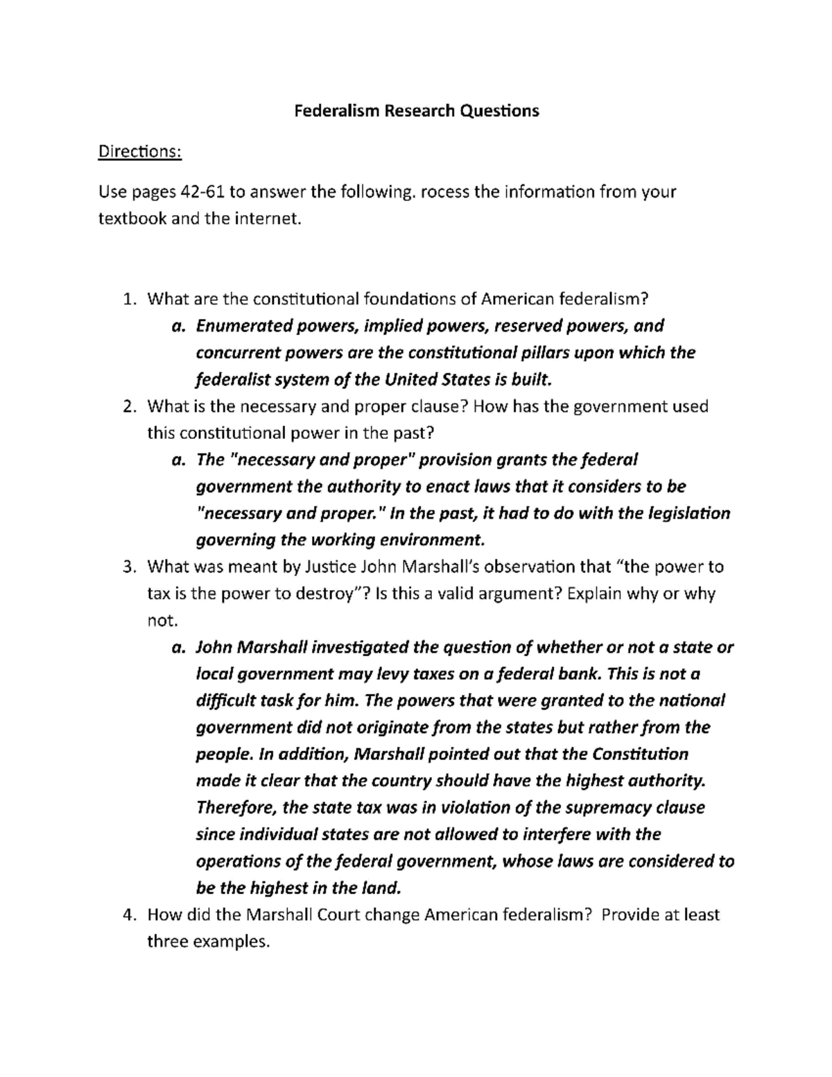 Federalism Research Questions - Studocu