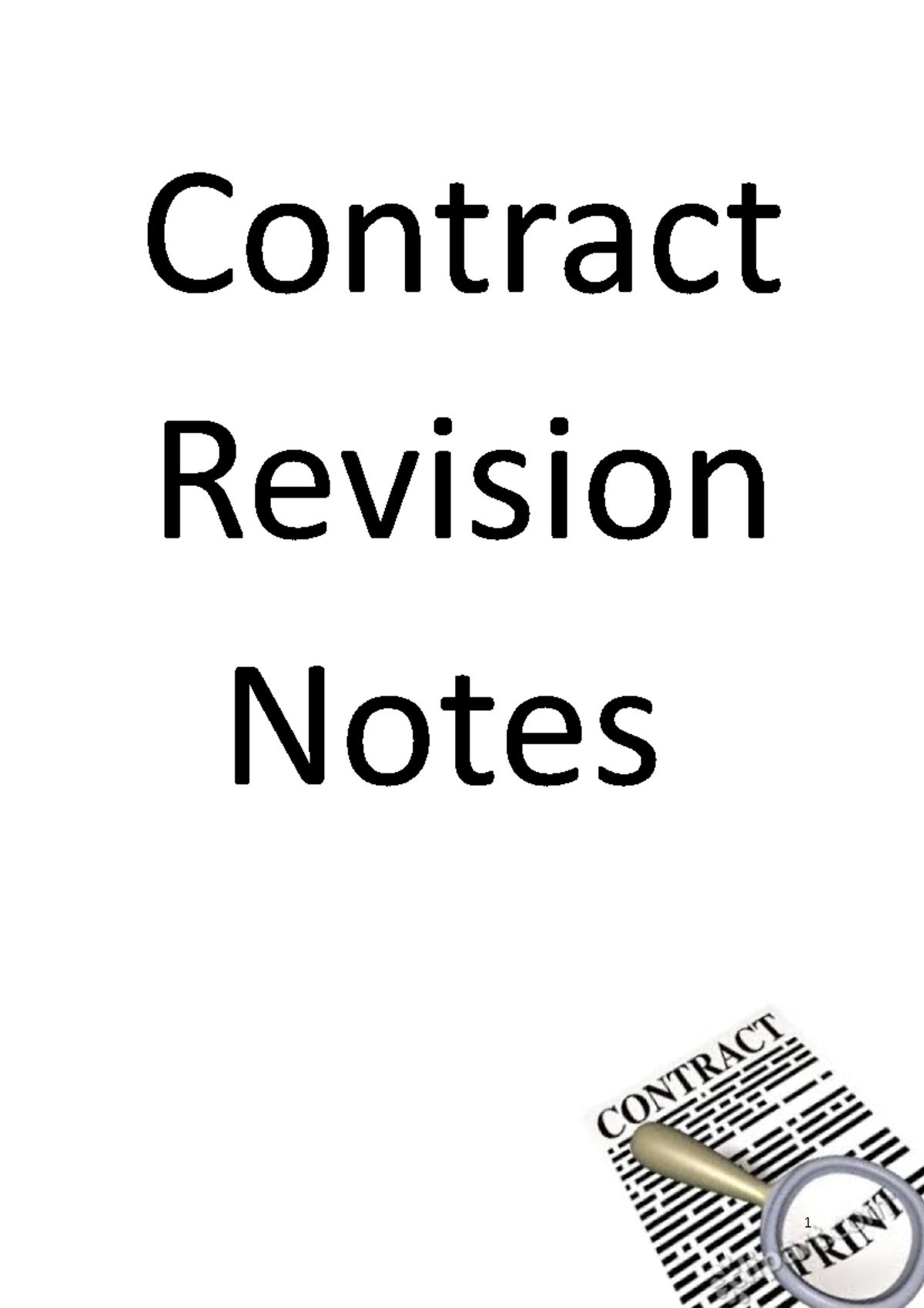 Contract Revision Notes - Contract Revision Notes Offers Elements of a ...