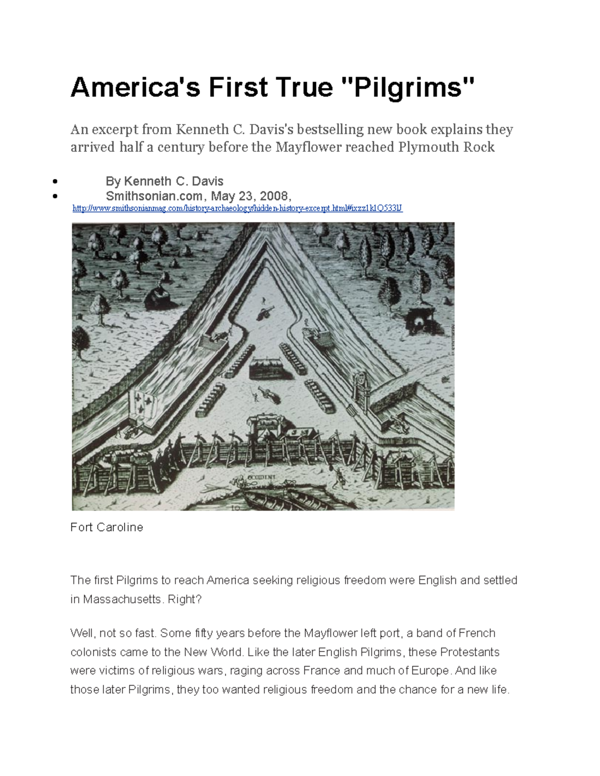Quiz 1-Davis-America's First Pilgrims - America's First True "Pilgrims ...