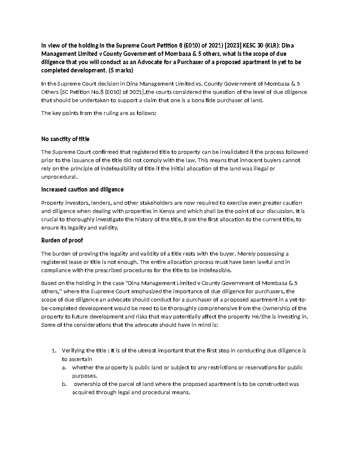 Conveyancing - In view of the holding in the Supreme Court Petition 8 ...