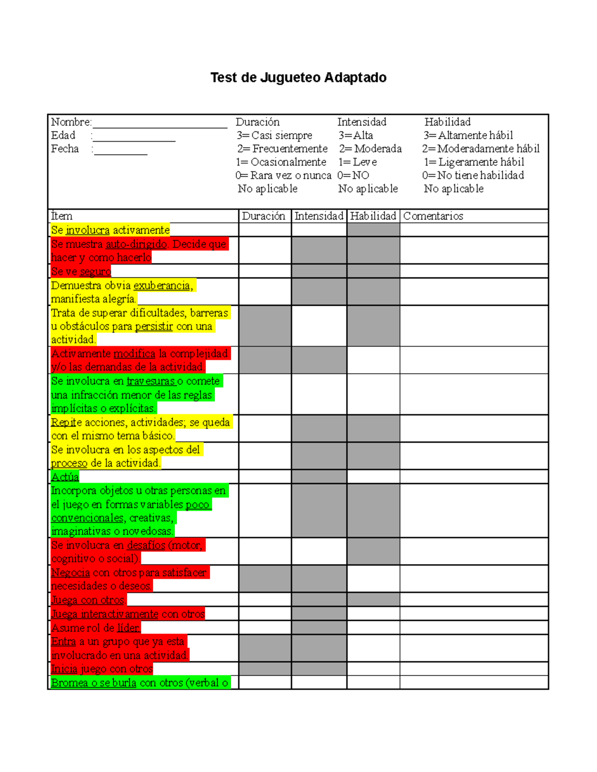 test anita bundy - Test de Jugueteo Adaptado Nombre ...