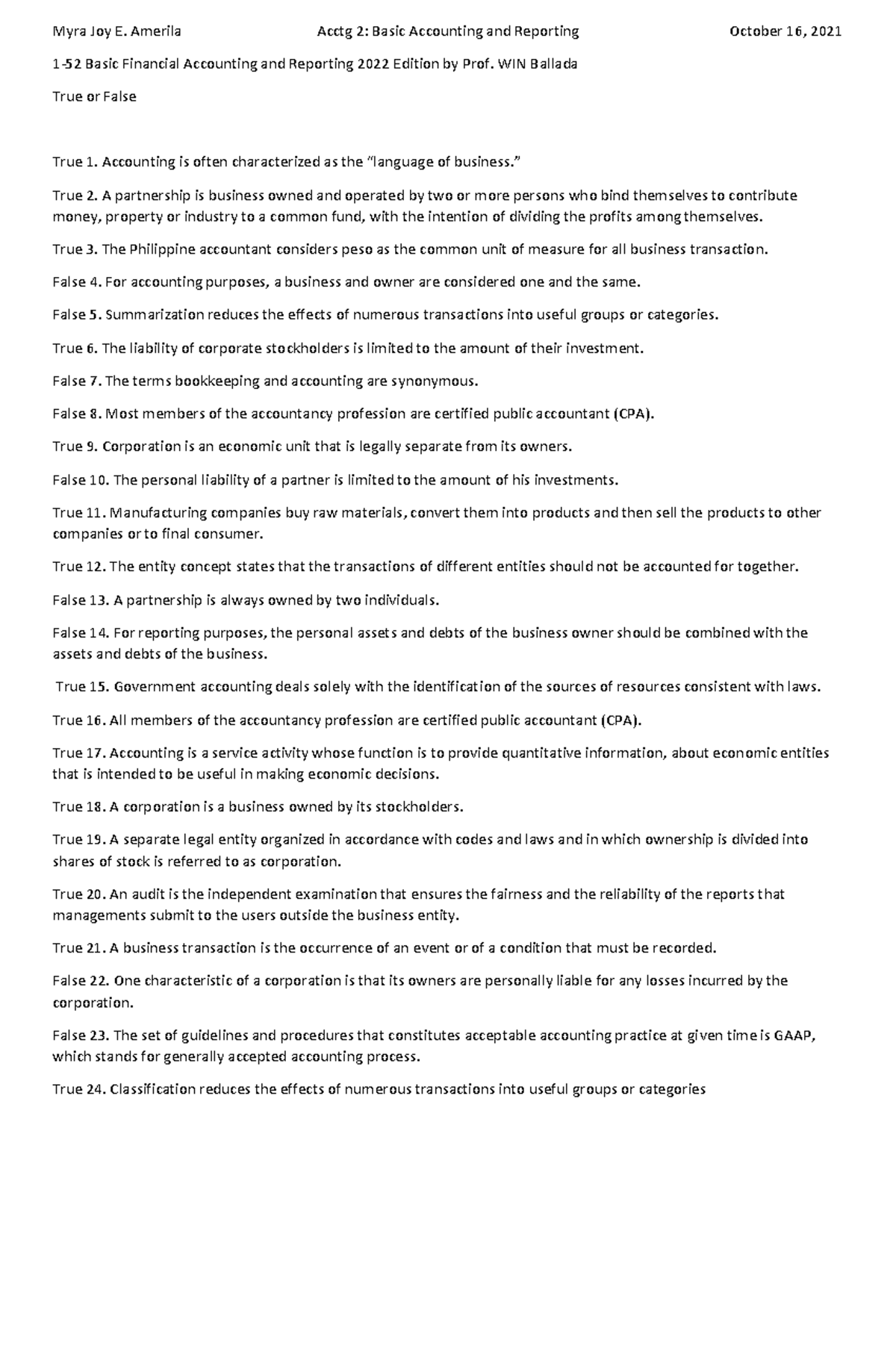 Basic Financial Accounting and Reporting Chapter 1 Page 52 - Myra Joy E ...