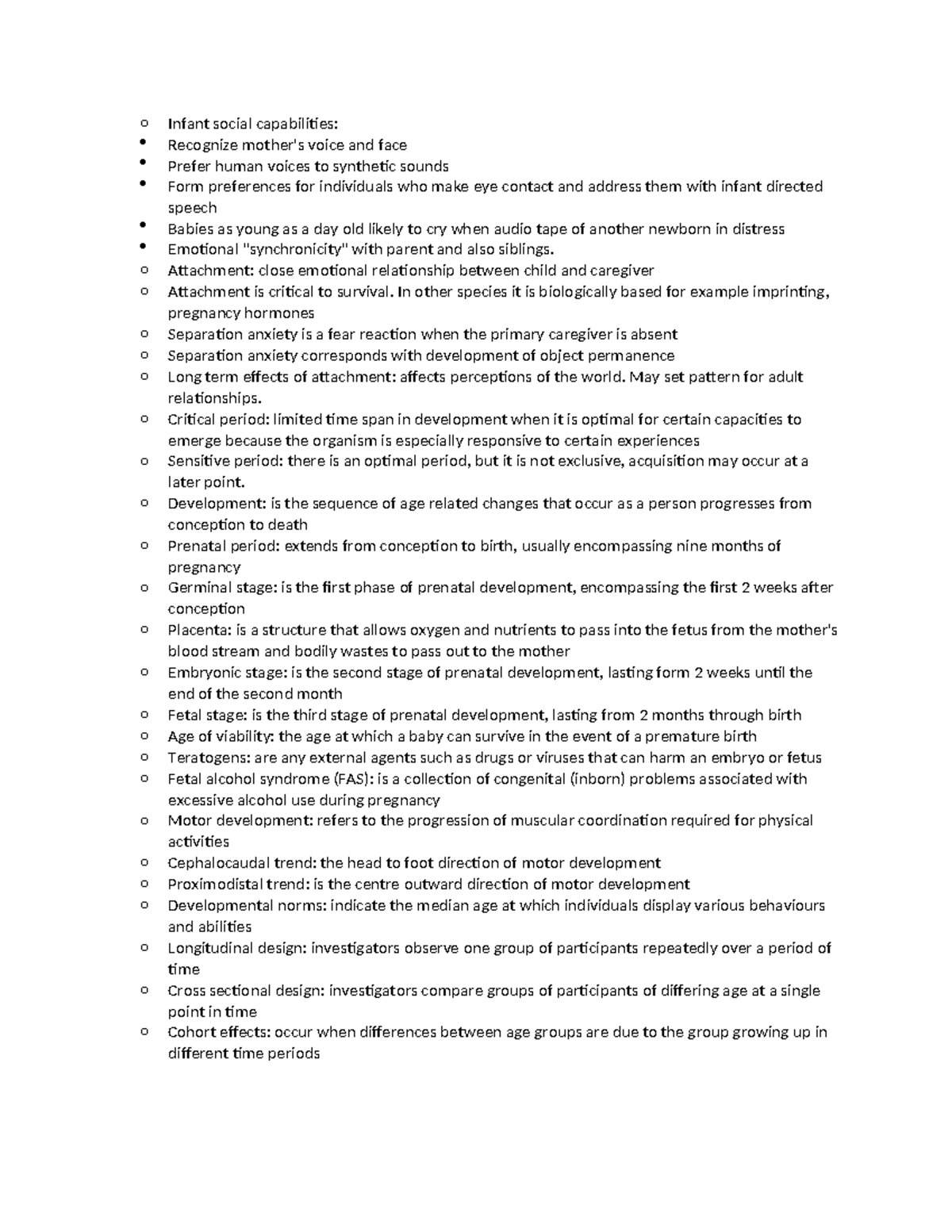 Infant social capabilities - o Attachment: close emotional relationship ...