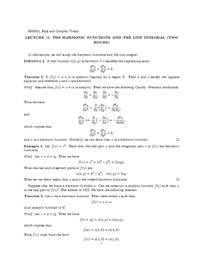 Lecture notes 3 - Real and Complex Function Theory - MA6001, Real and ...