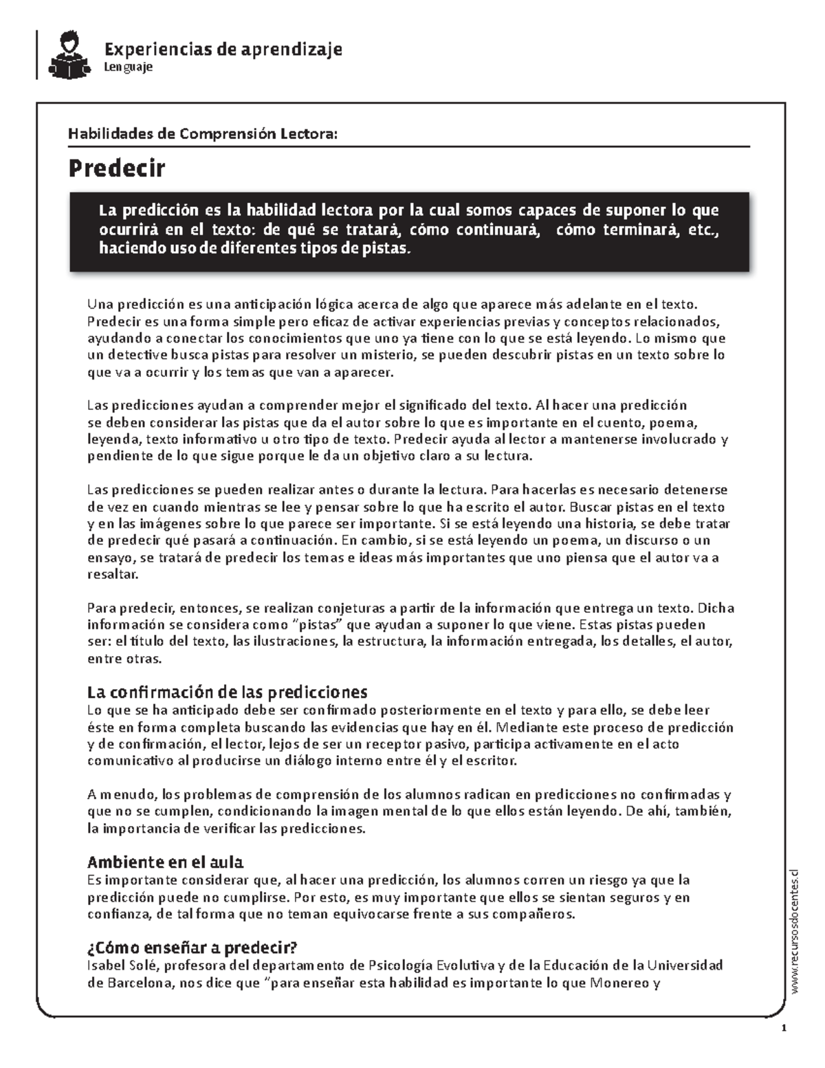 GUÍA PARA Predecir estrategia de comprensión lectora - Experiencias de ...