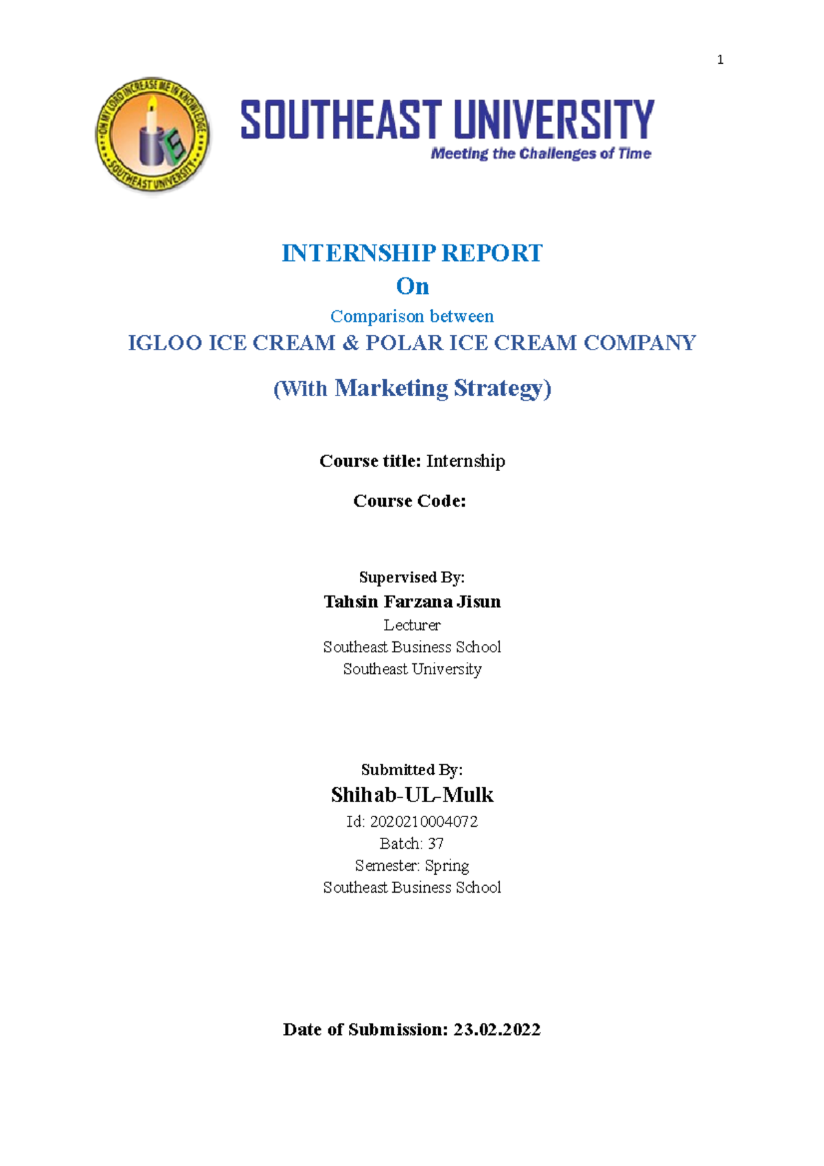 Shihab - Internship project. - INTERNSHIP REPORT On Comparison between ...