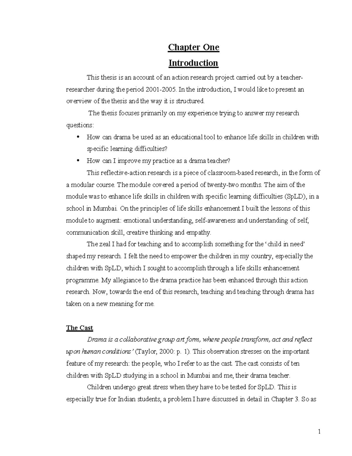 Chapter 1 - Study well - Chapter One Introduction This thesis is an ...