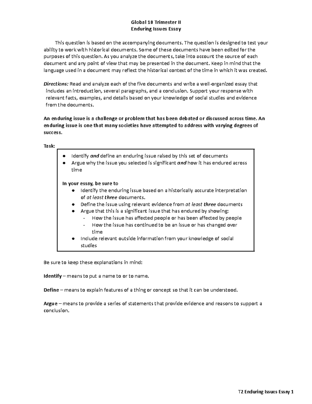 Romane Fawzy - Global 10 T2 Credit Recovery Enduring Issues Essay ...