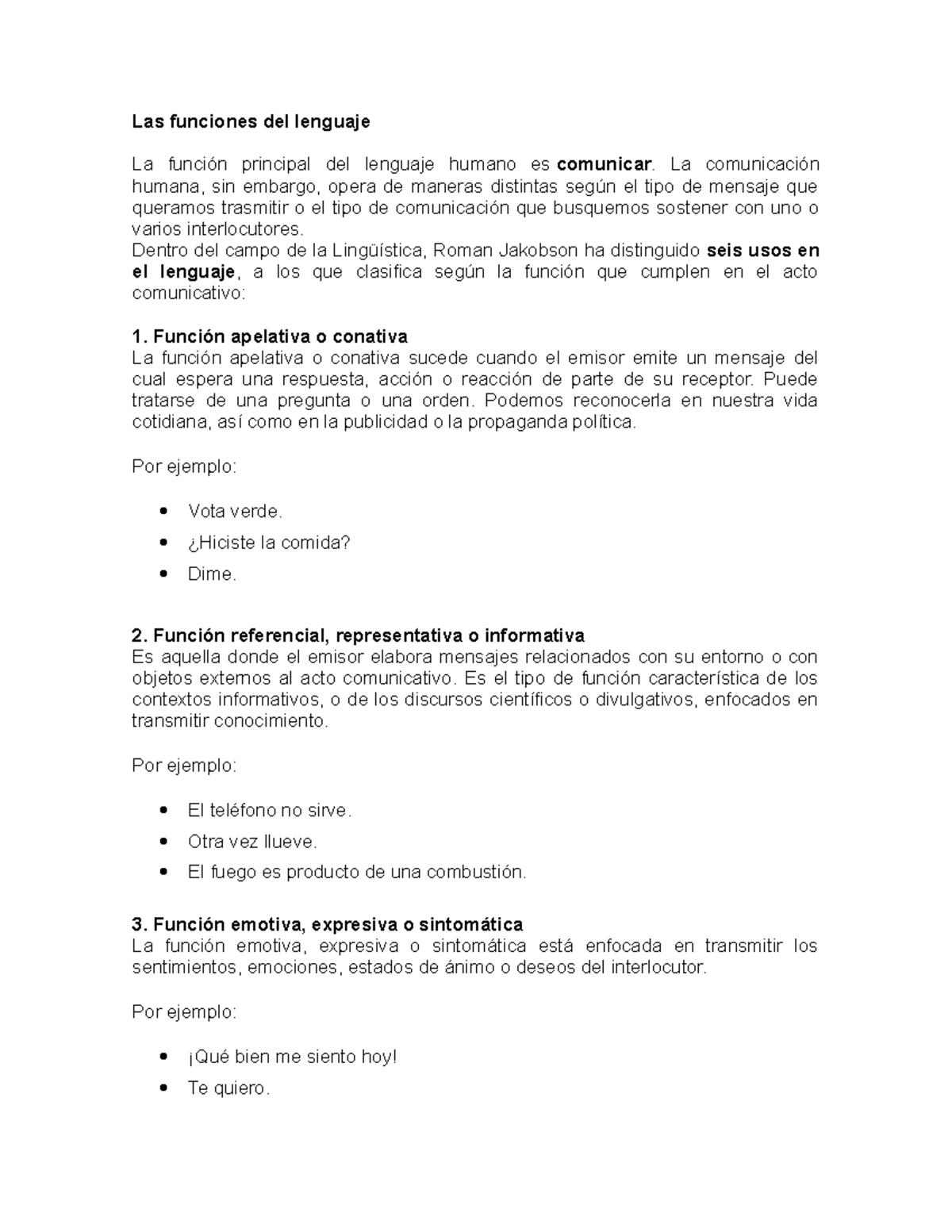 Las funciones del lenguaje - La comunicación humana, sin embargo, opera ...
