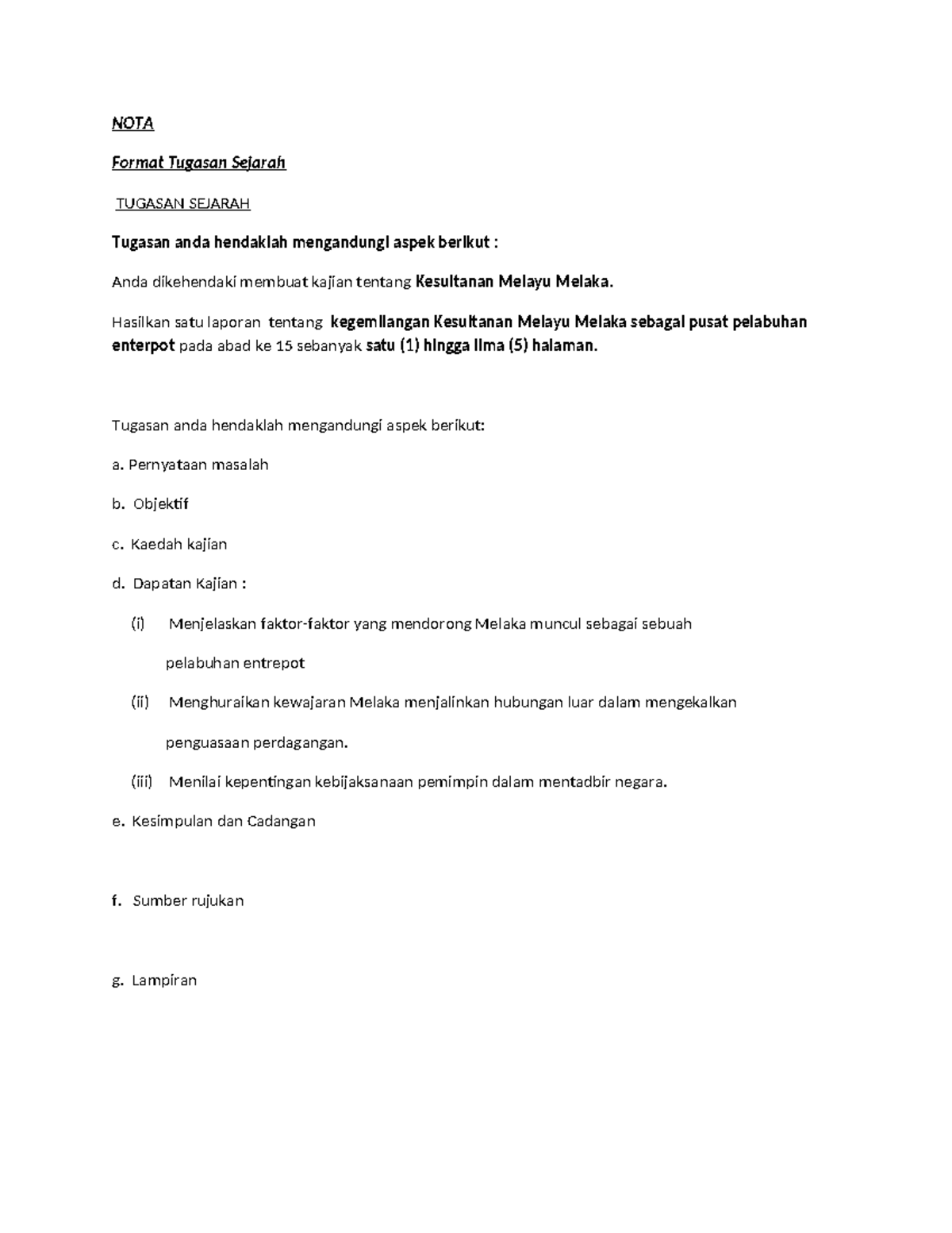 Sej2 Format Tugasan Sejarah - NOTA Format Tugasan Sejarah TUGASAN ...