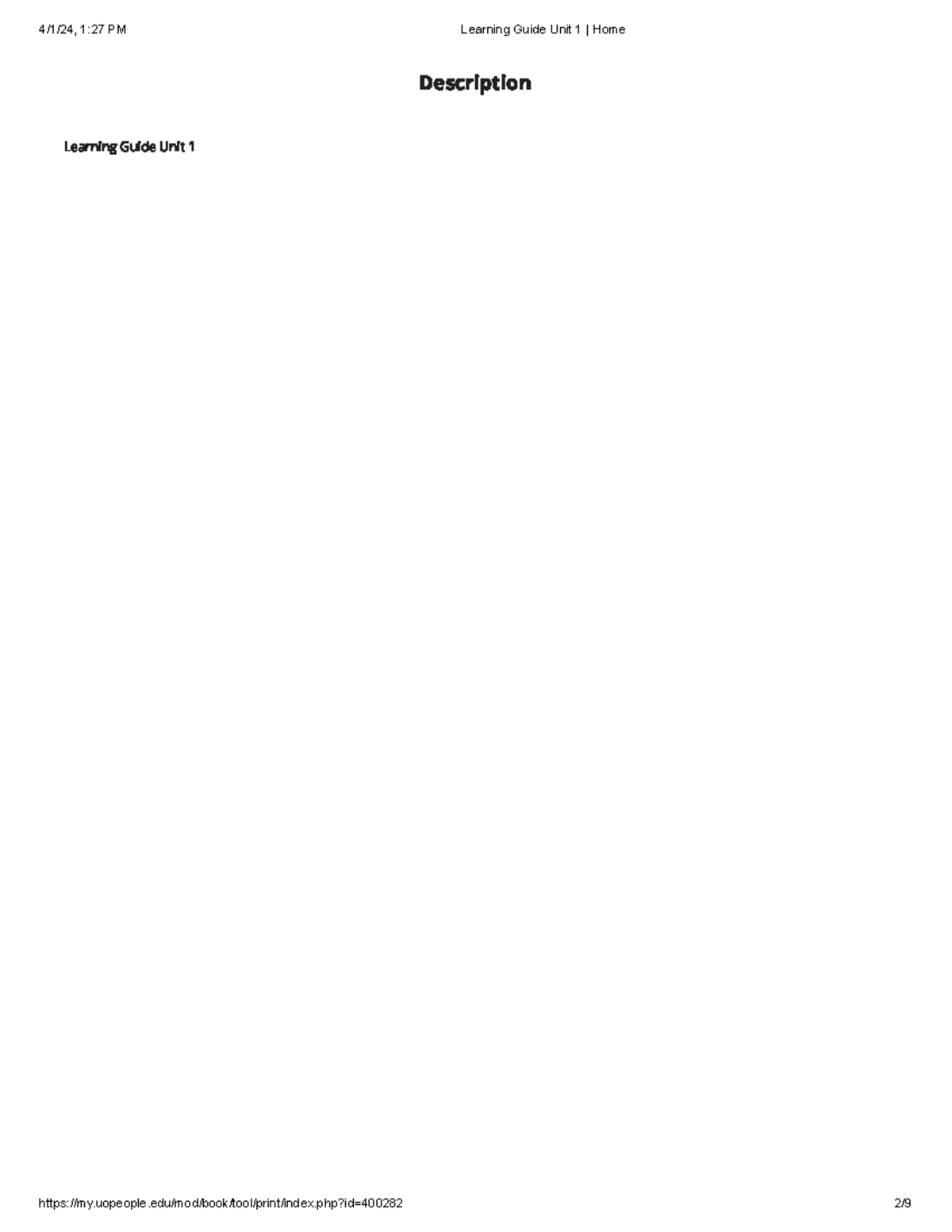 Learning Guide Unit 1 - Description Learning Guide Unit 1 Table of ...