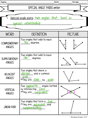 Ch 7 Cheat sheet of sheet - Reminders: • Complementary Angles- two ...