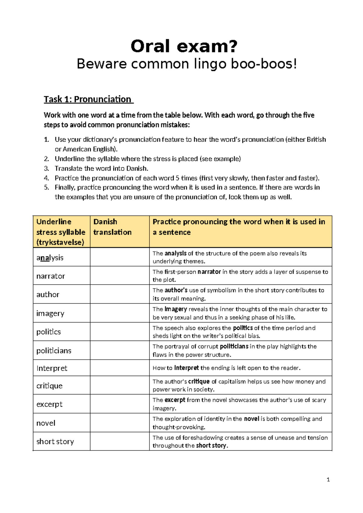 Hyppige sproglige fejl til mundtlig eksamen(3) - Oral exam? Beware ...