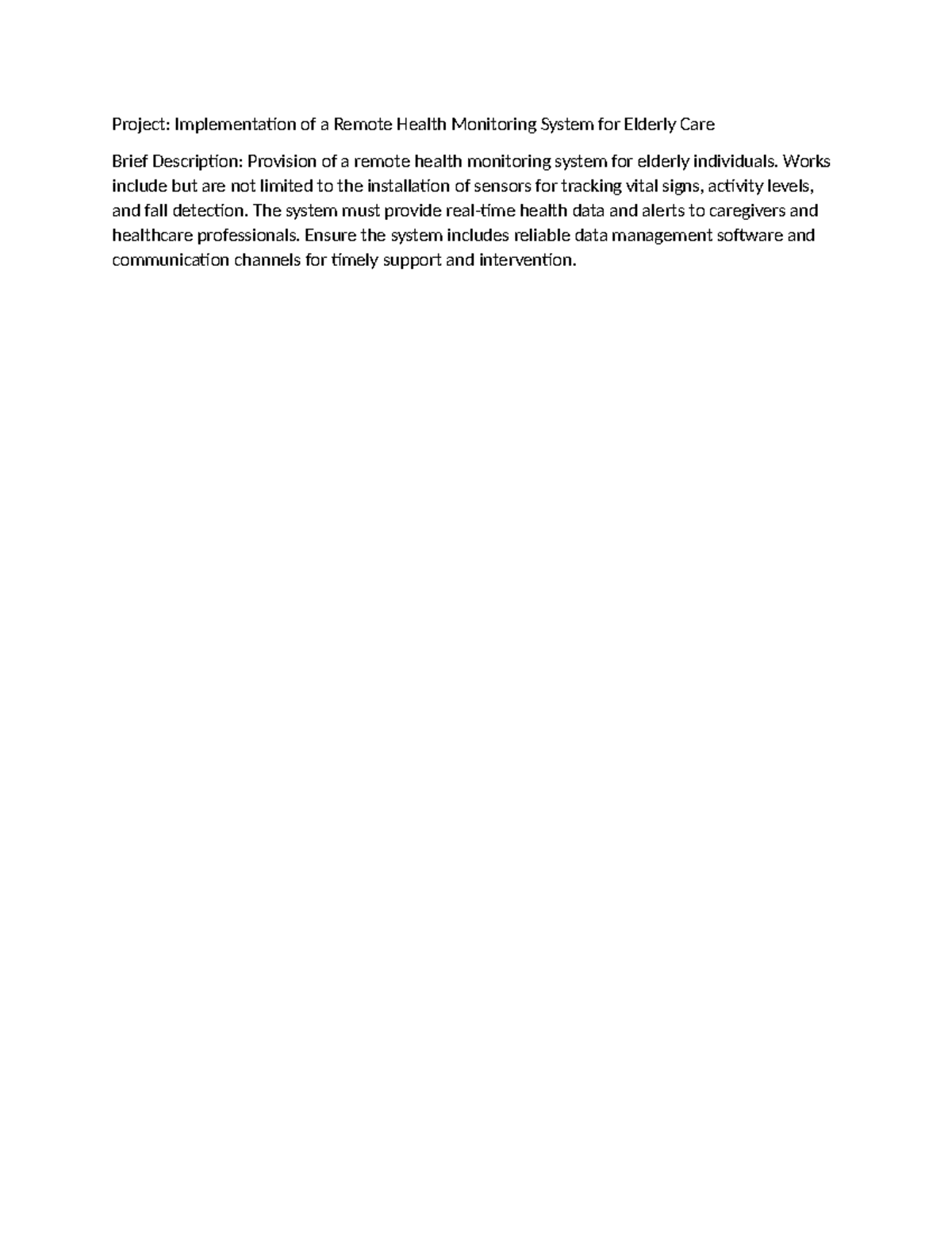 Project-Case Study - Project: Implementation of a Remote Health ...