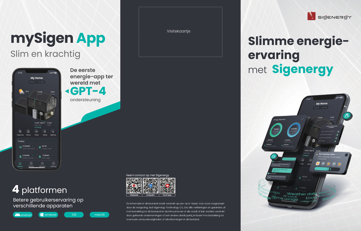 Sigenergy my Sigen App flyer NL - mySigen App Website LinkedIn YouTube ...