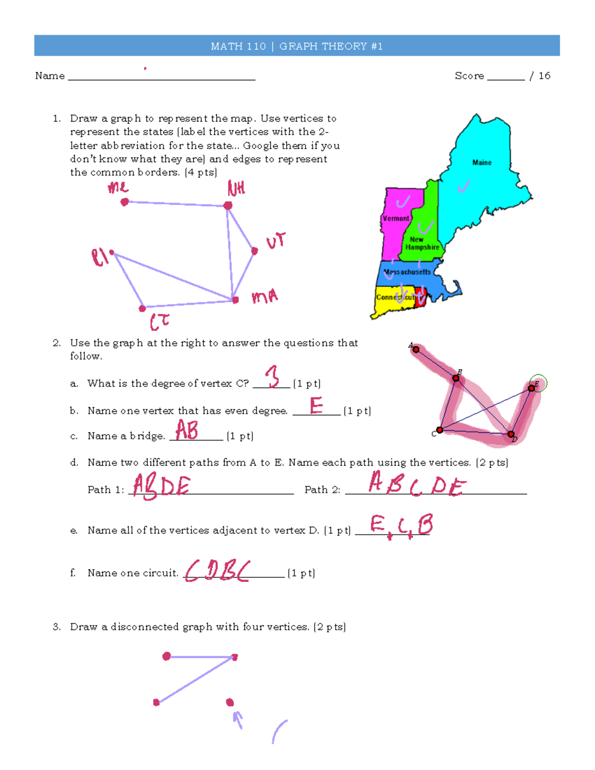 Graph Theory HW 1F19 - MATH 110 | GRAPH THEORY Name ...