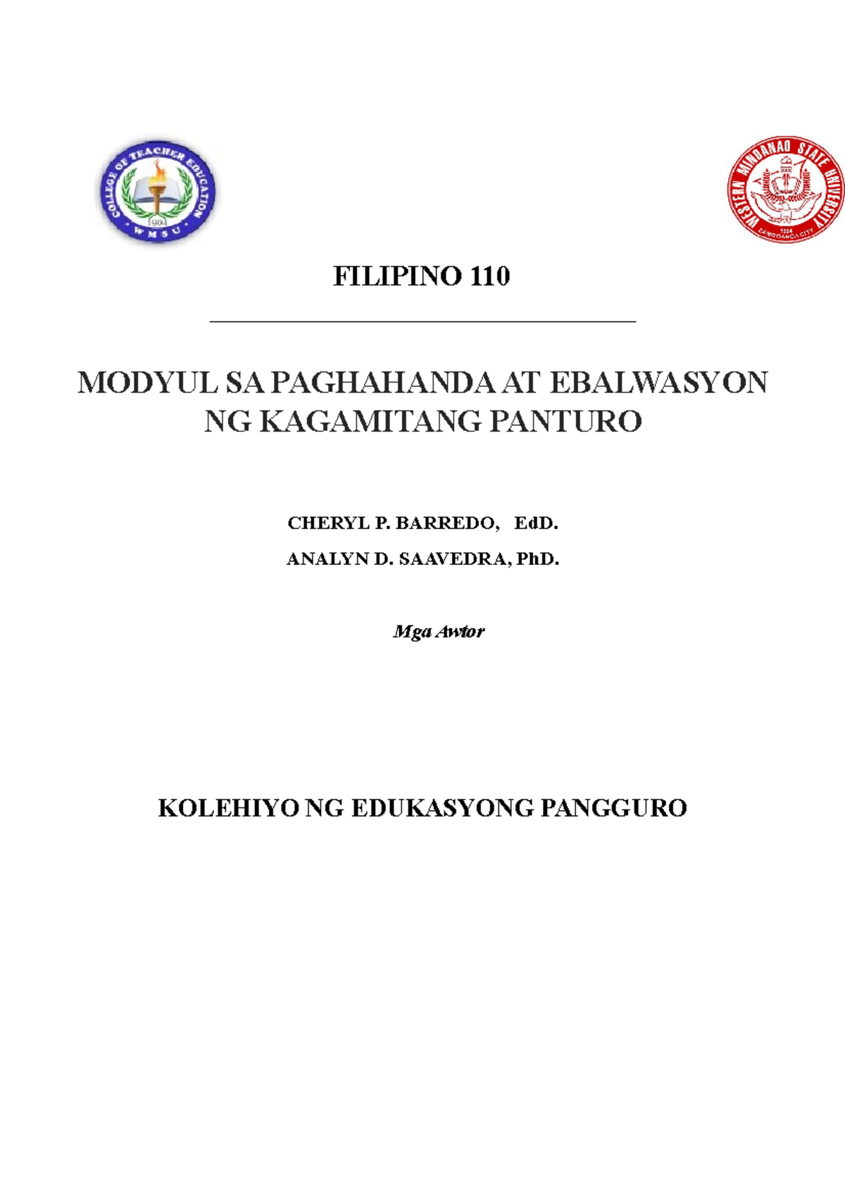 Final Module FIL110 PART 1 - FILIPINO 110 MODYUL SA PAGHAHANDA AT ...