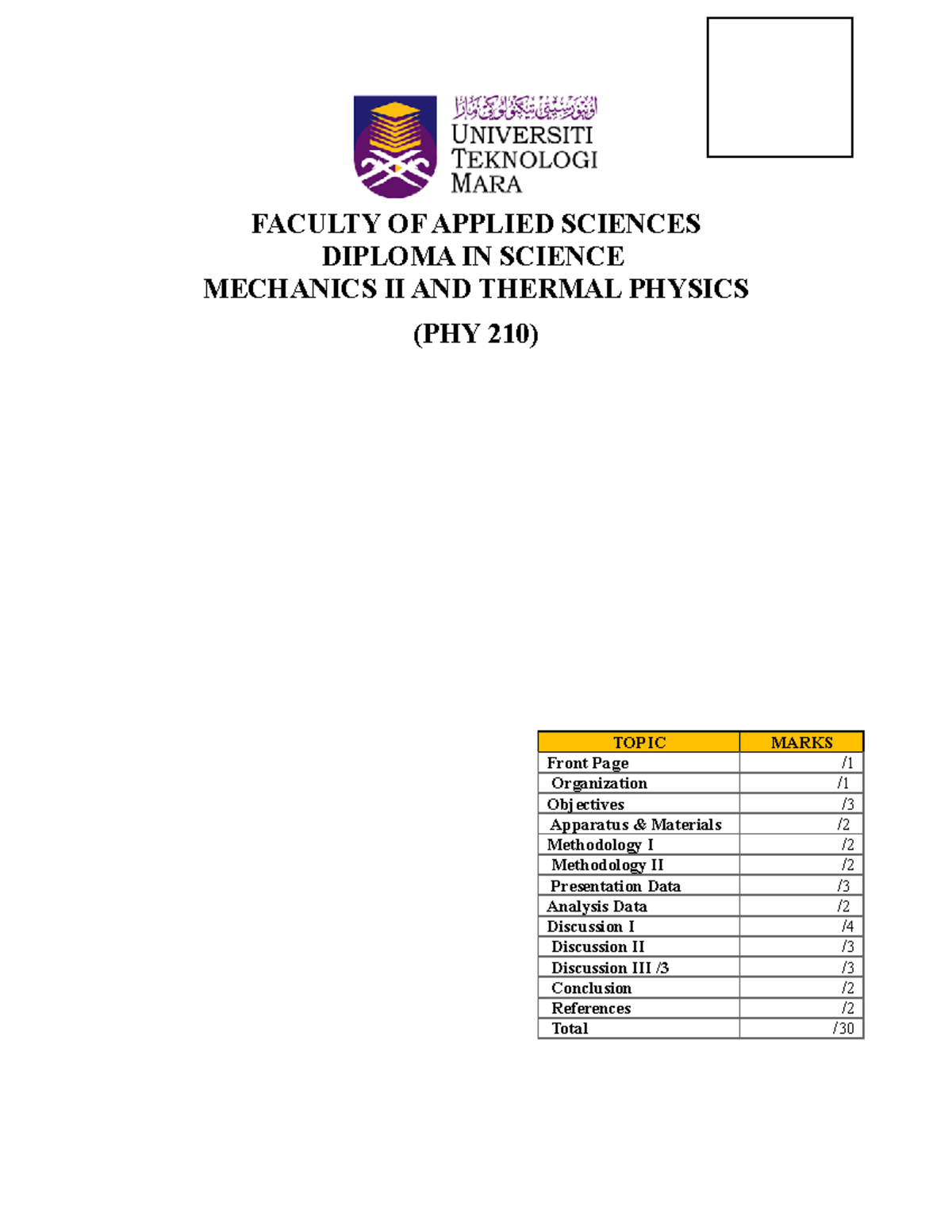 lab report : Specific HEAT Capacity Group 5 - FACULTY OF APPLIED ...