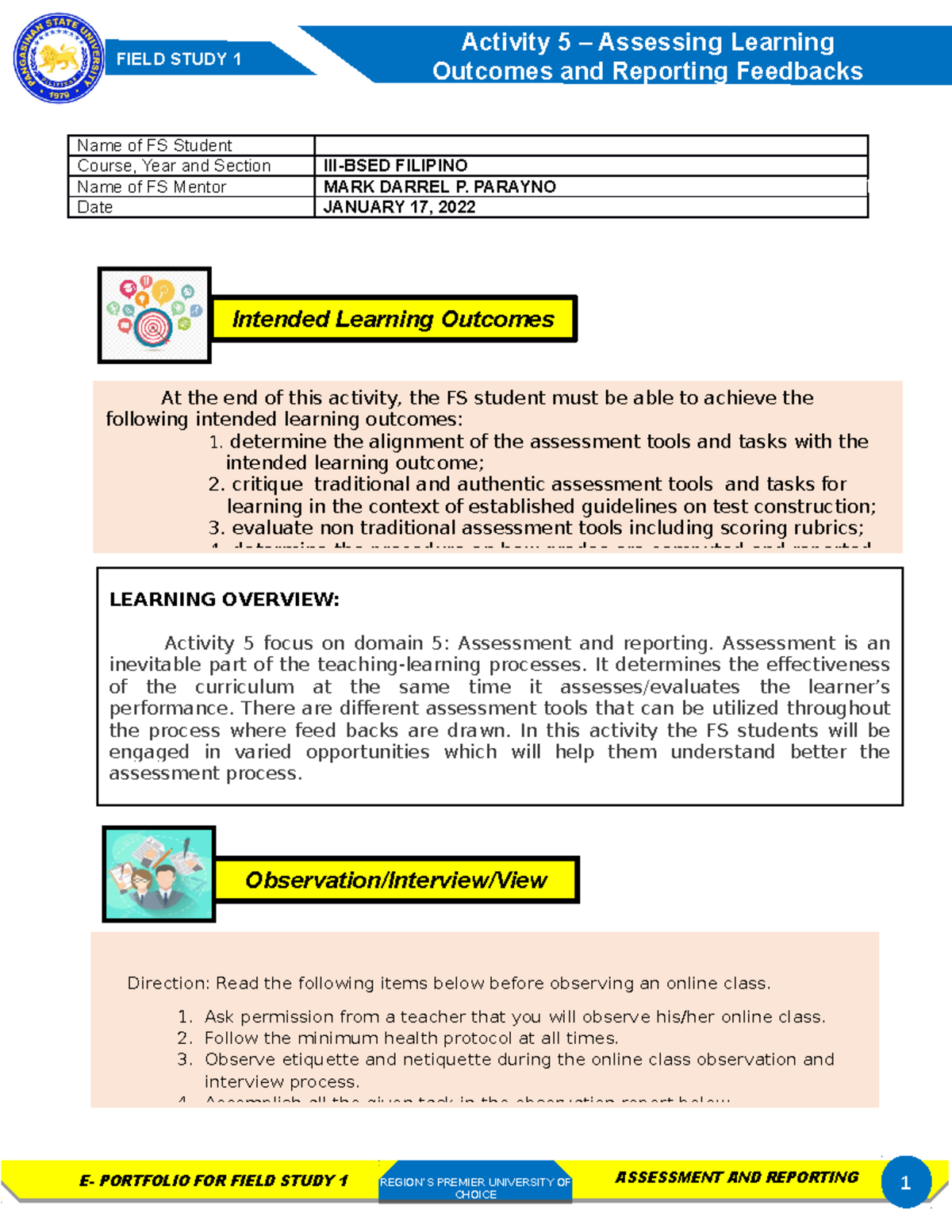 FS1 Activity-5 Group-2 Soler C - FIELD STUDY 1 E- PORTFOLIO FOR FIELD ...