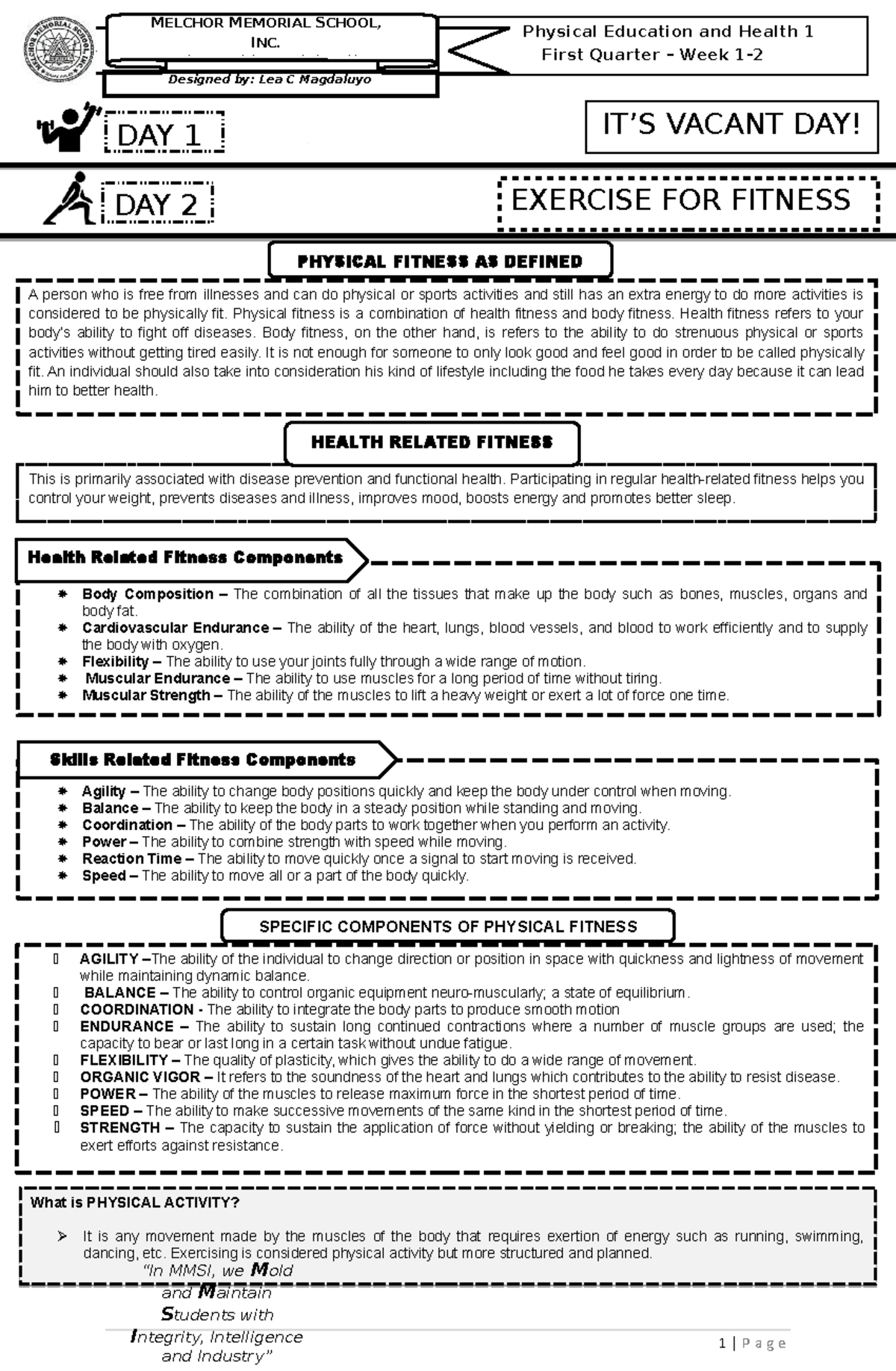 Grade 11 LM1 (Week 1-2) -with esig - 1 | P a g e DAY 1 Designed by: Lea ...