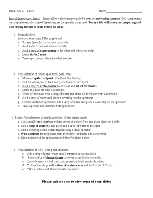 Example lab report dissecting microscopy - Using Dissecting Microscopes ...